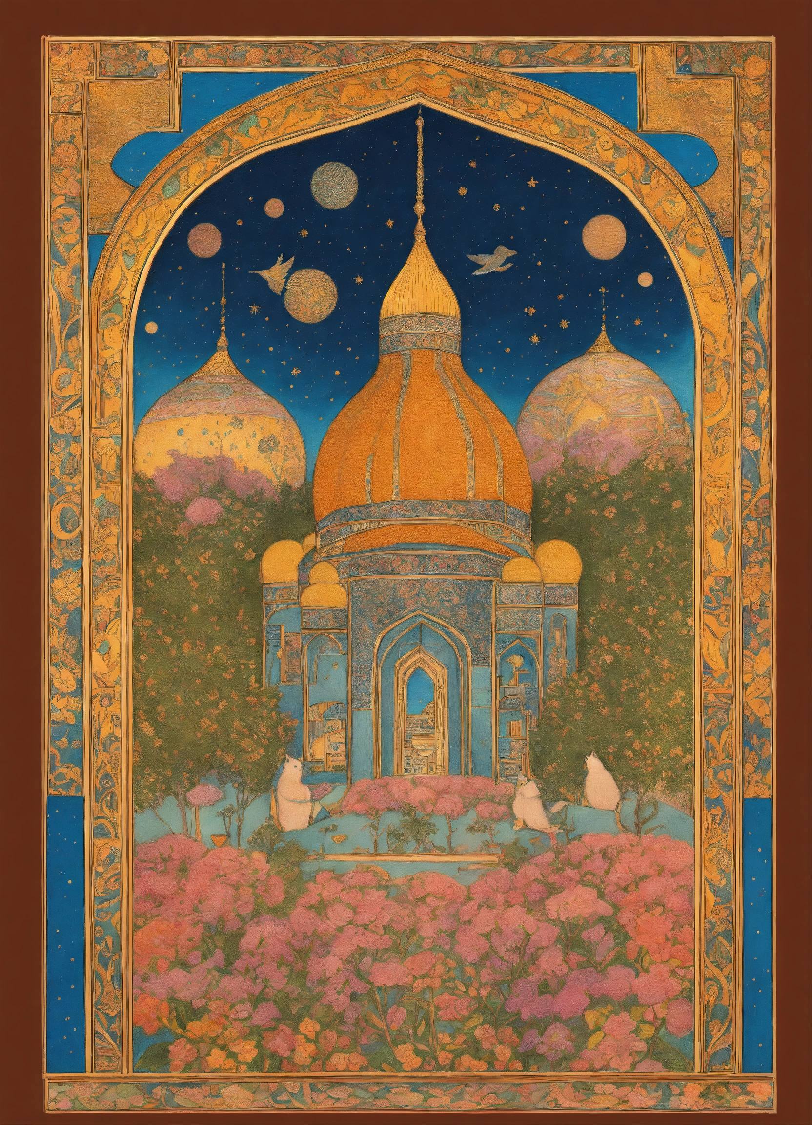 Lexica - Persian traditional art drawing the celestial symphony. Line ...