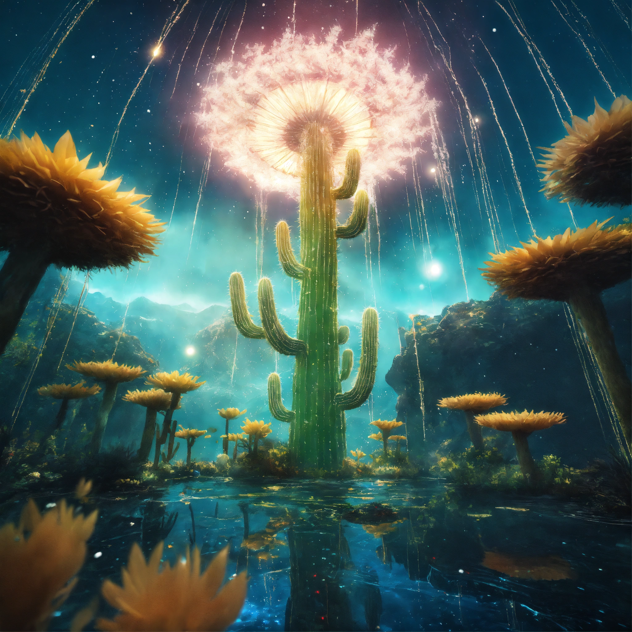 Lexica - Underwater long exposure photography, a giant white cactus ...