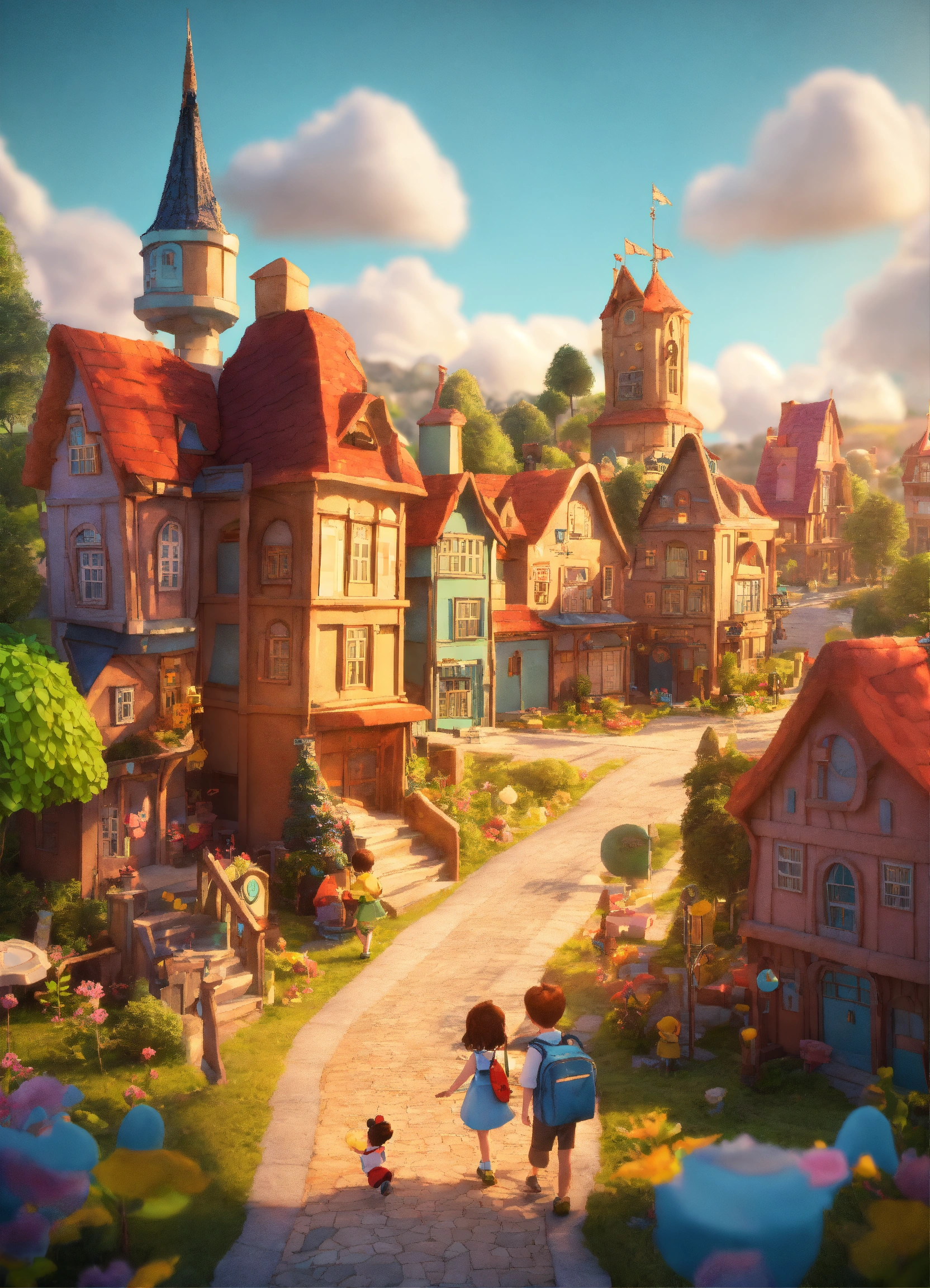 Lexica - A imaginary school town from fairy tales . The city buildings ...