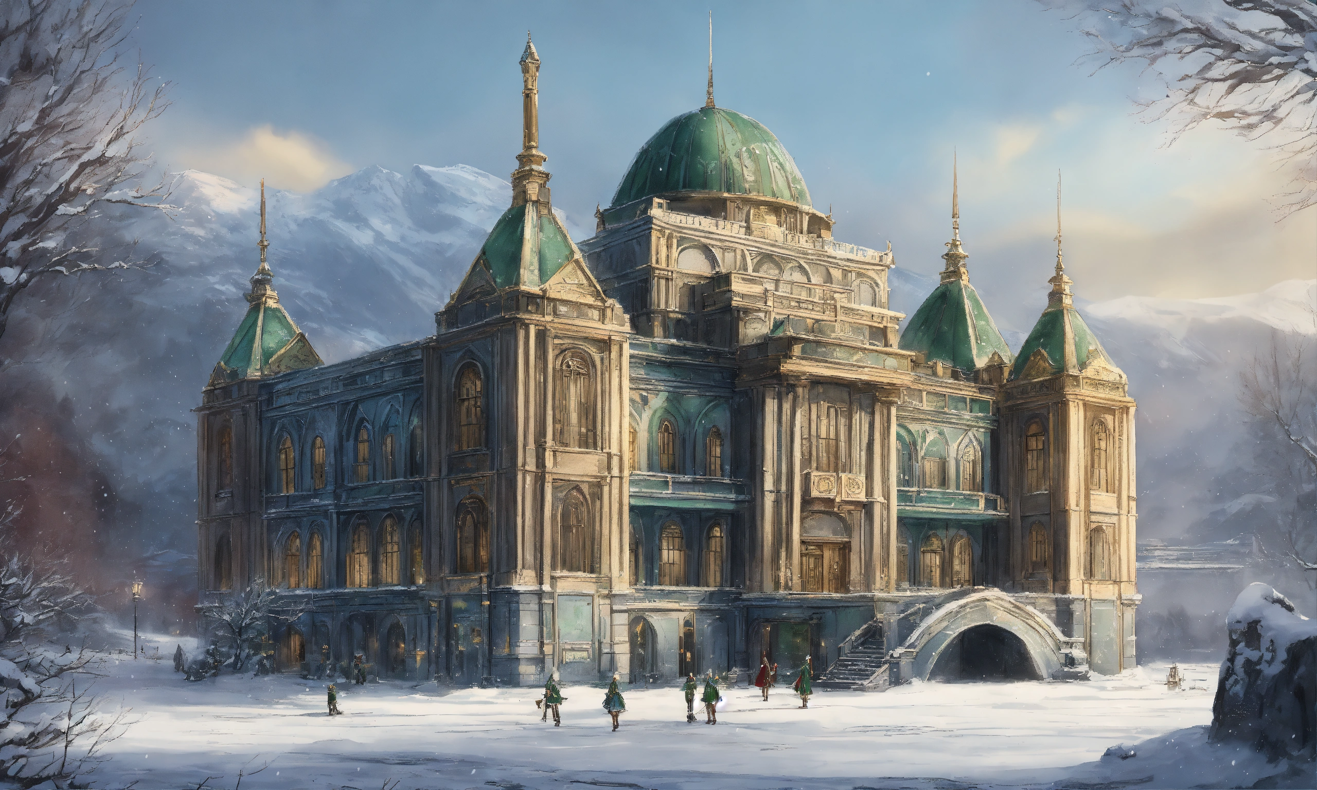 Lexica - Drawing of a fully shown elegant high elf sci fi palace in ...