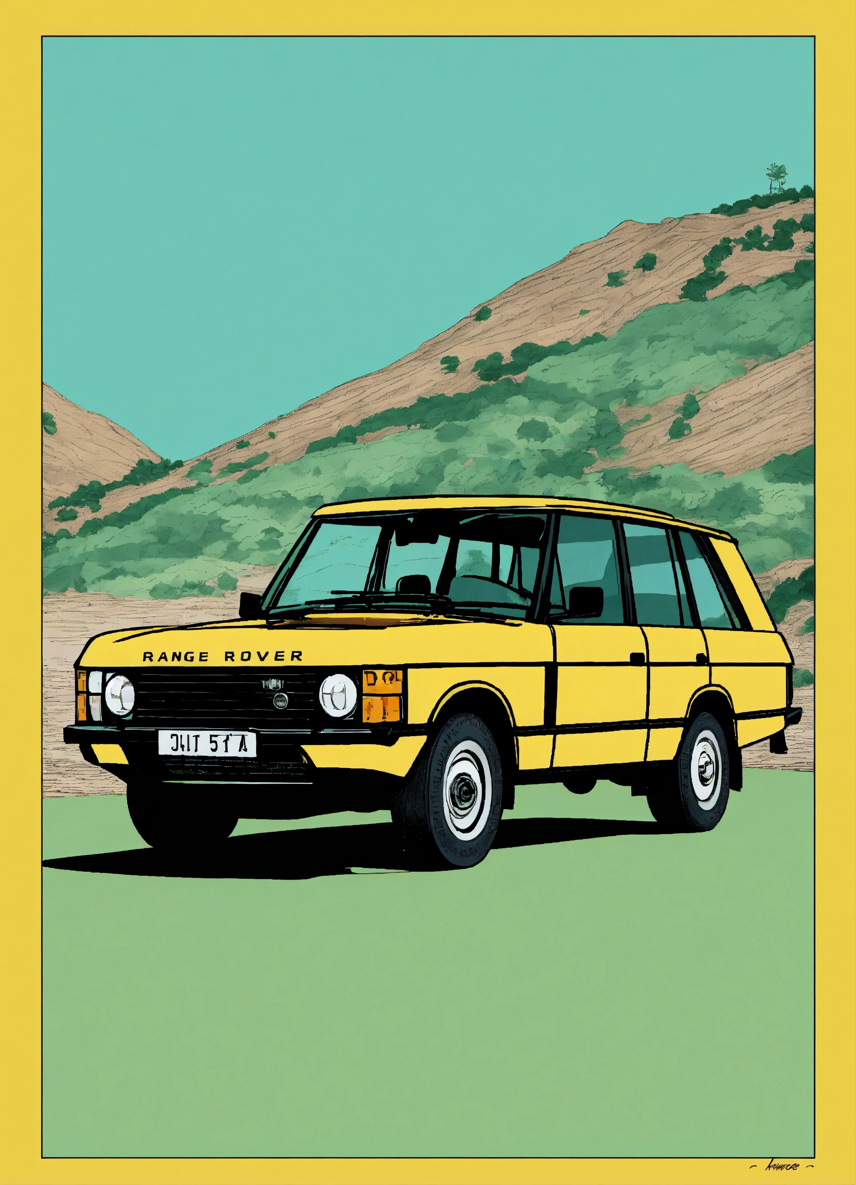 Lexica - Detailed pen and ink illustration of Range Rover, to include ...