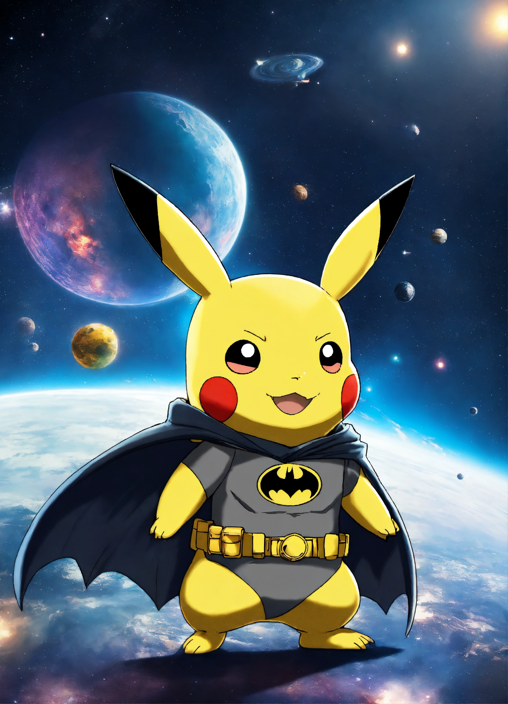Lexica - PIKACHU LIKE BATMAN in SPACE.