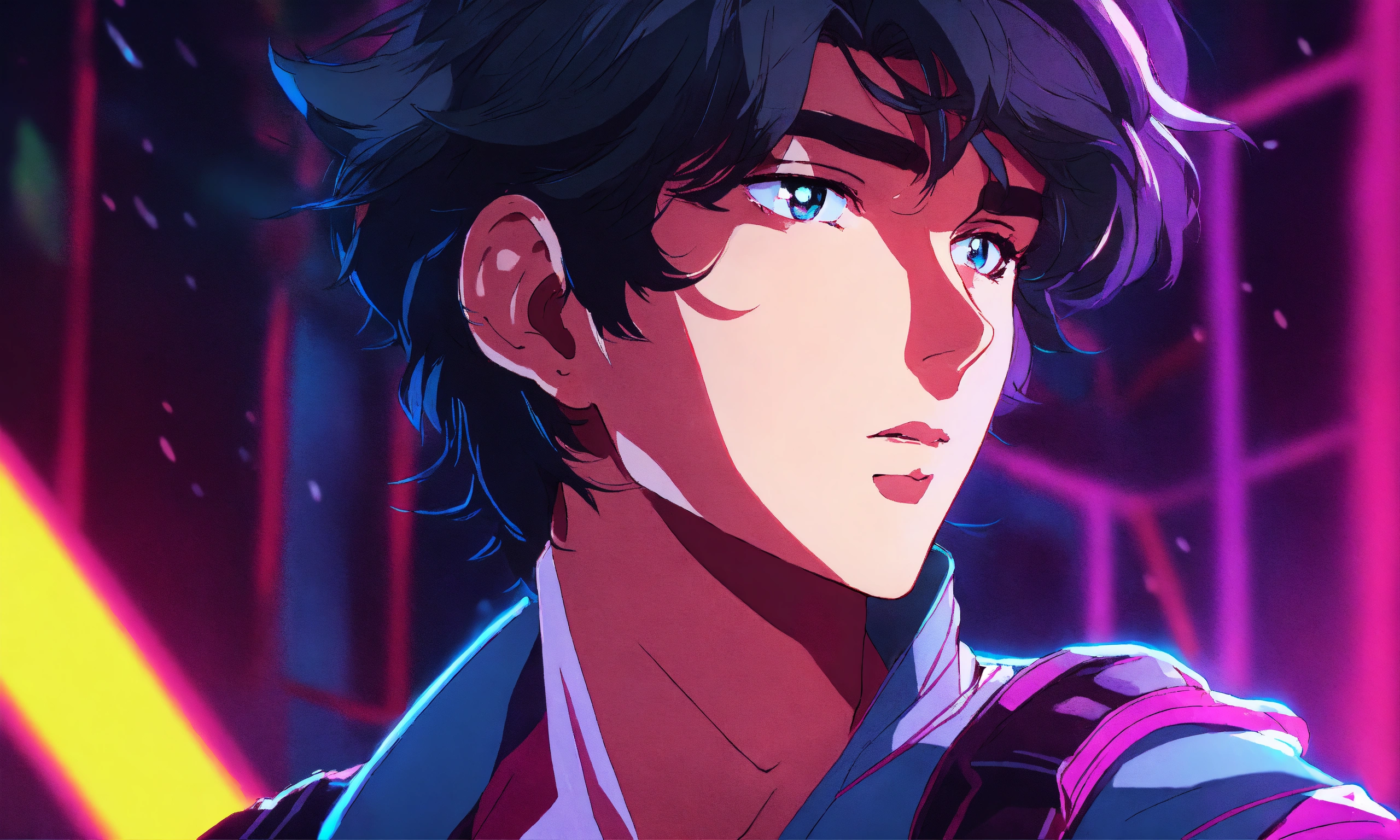Lexica - 80s anime style, closeup of man with dark hair, feeling ...