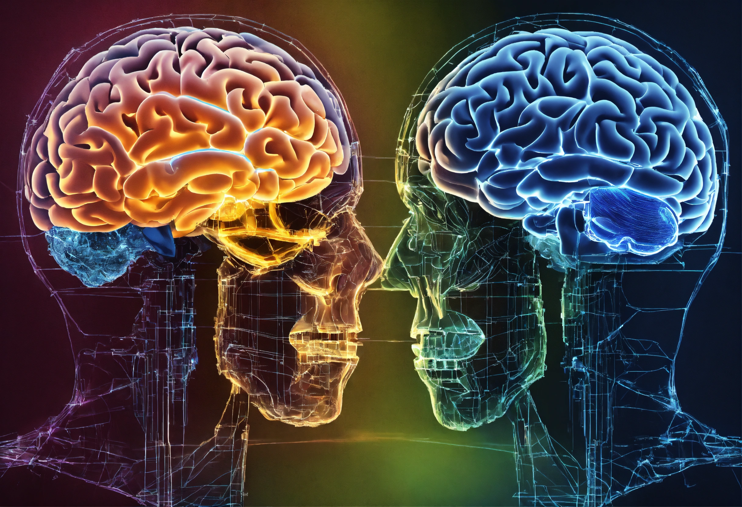 Lexica - 2 brain outlines communicating with each other