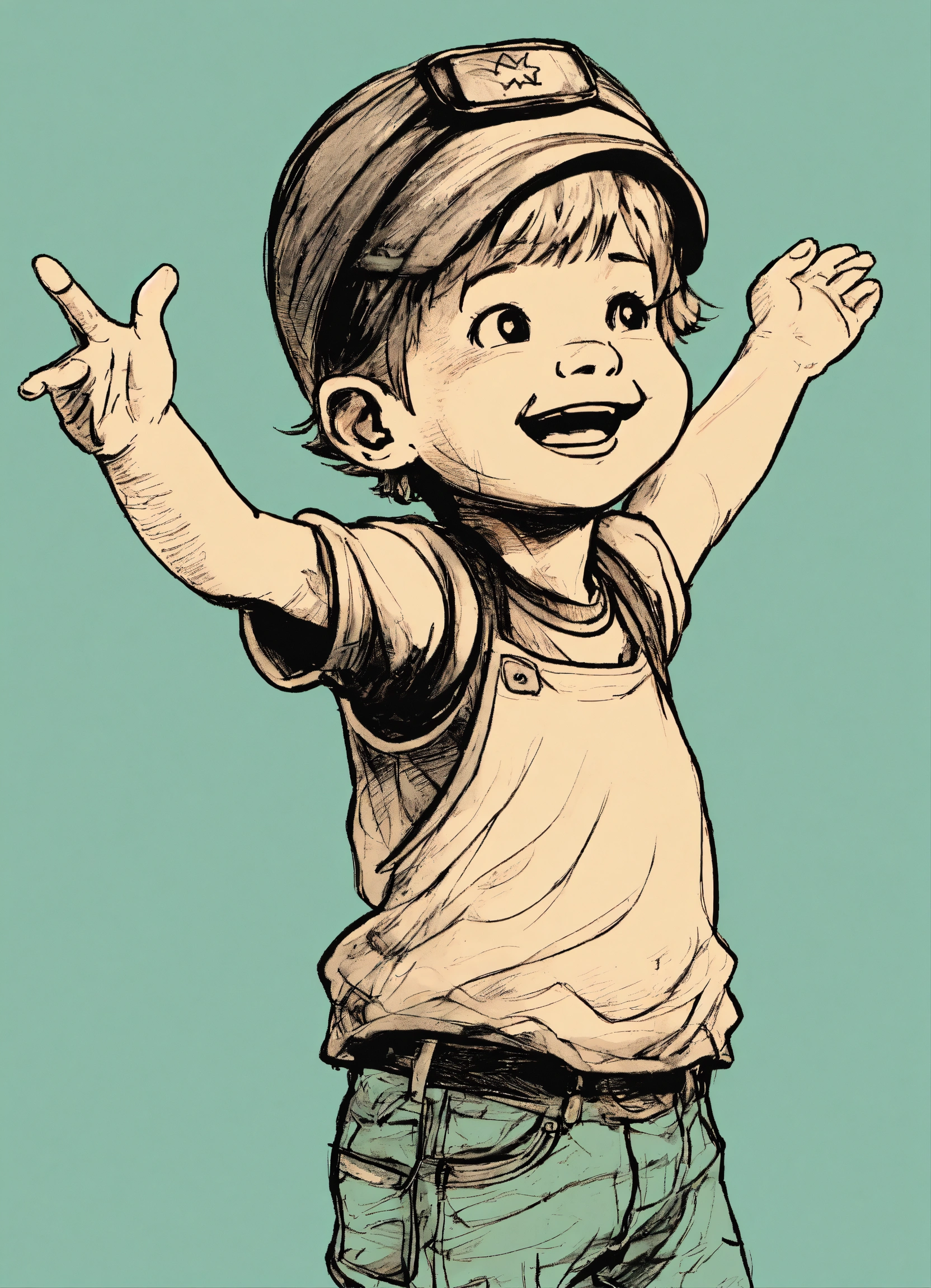 Lexica - A cute, happy boy drawn from the profile. Looking to the side ...