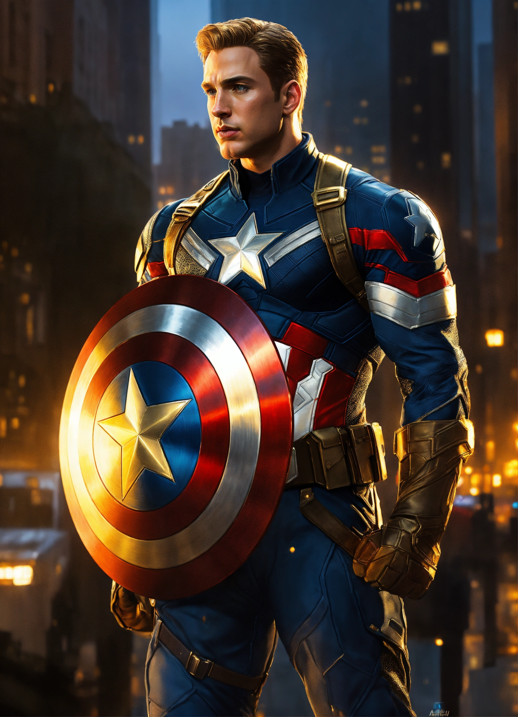 Lexica - Portrait painting of Captain America wearing a (stunning black ...