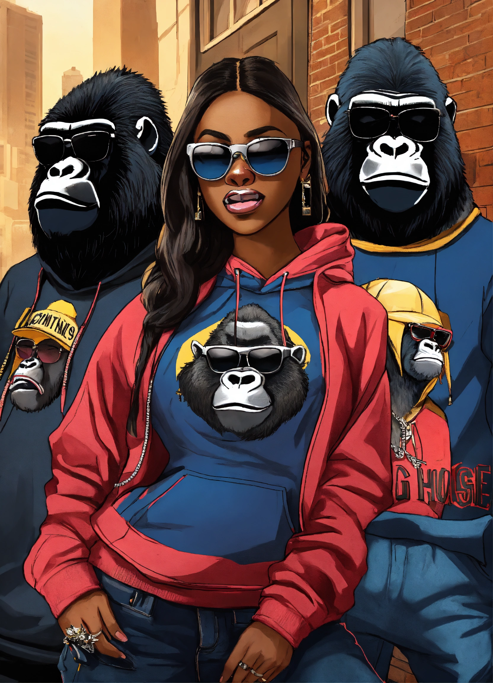 Lexica - Girl Gorillas wearing Gangster wearing designer sunglasses and ...
