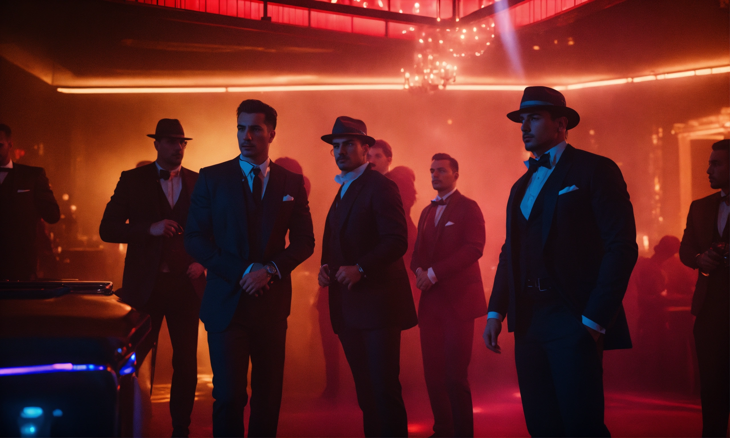 Lexica - Group of hot mafia gangsters in italian night club, smoky mood ...
