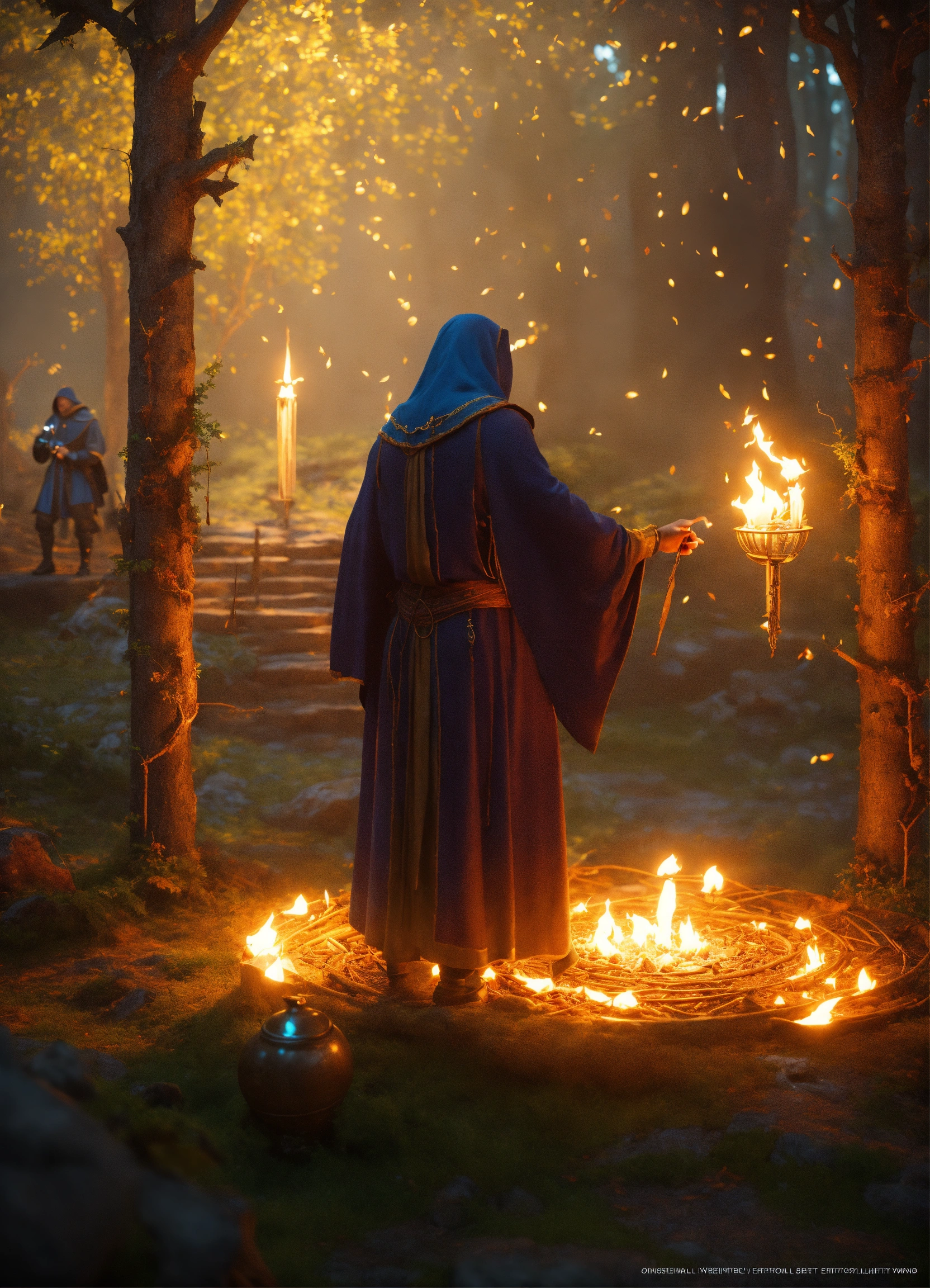 Lexica - Medieval sorcerer, performing a ritual, enchanted forest ...