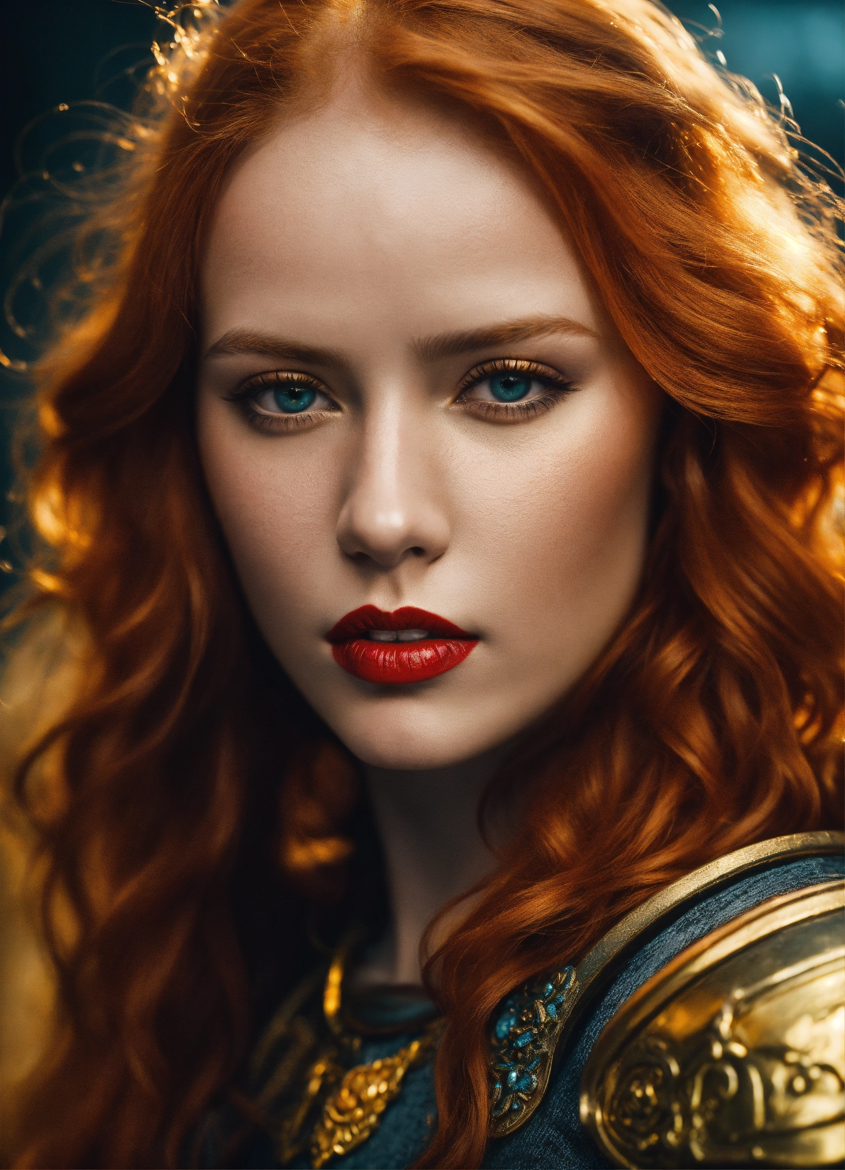 Lexica - Photo quality portrait of mighty female knight with flowing ...