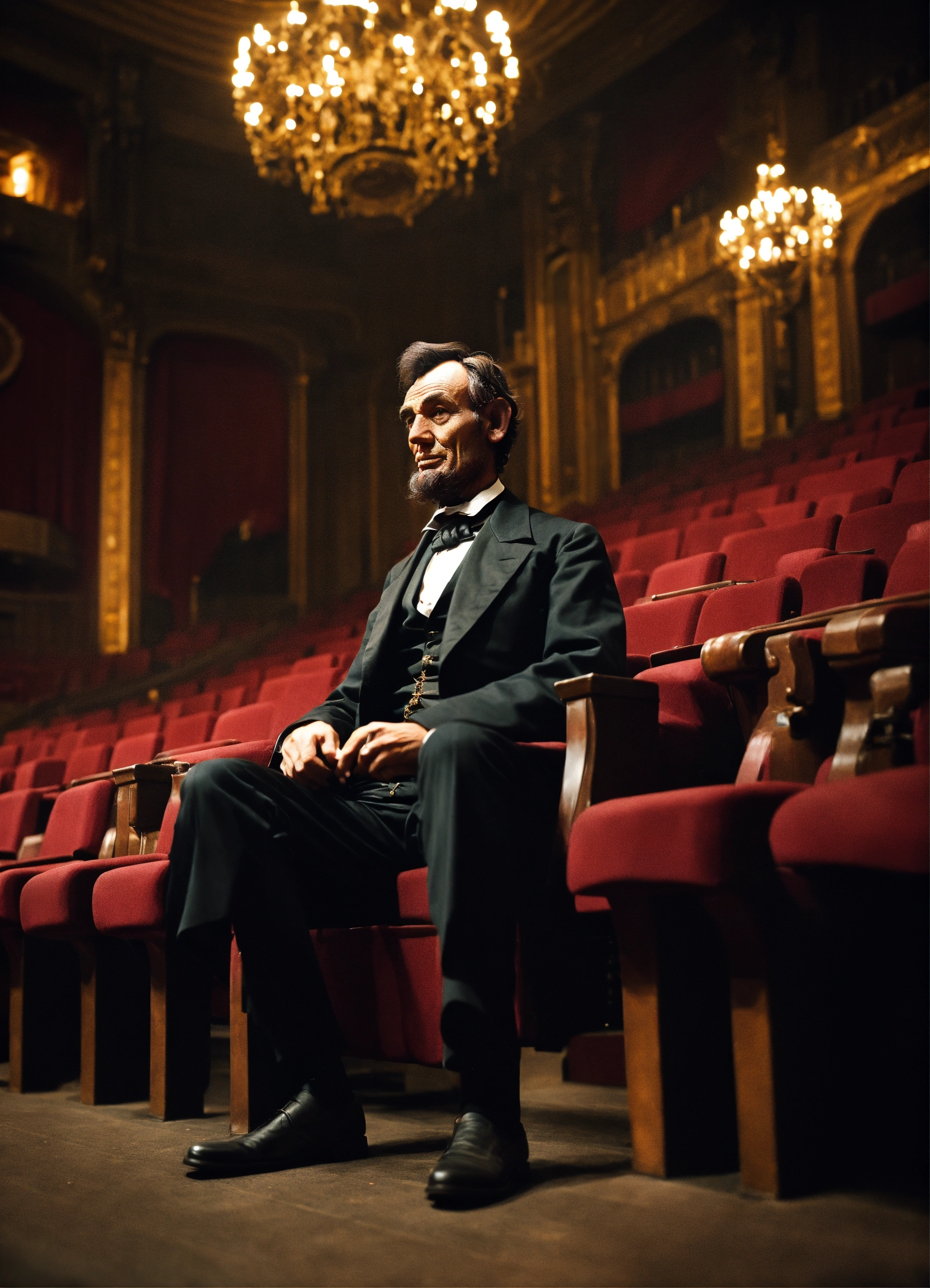 Lexica - Abraham lincoln sit on the theatre, cinematic style
