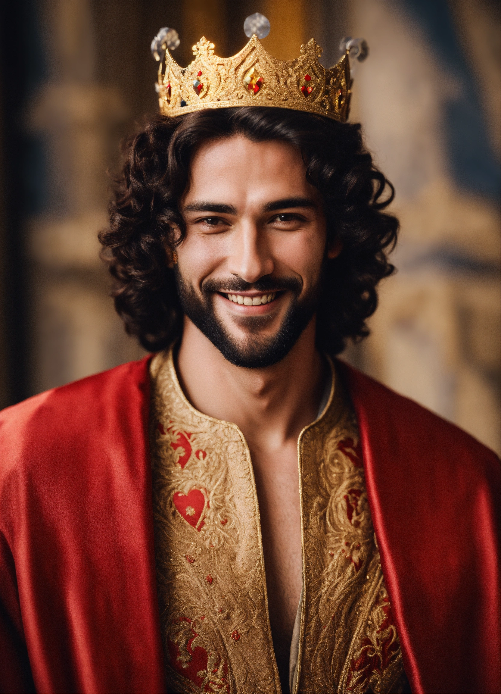 Lexica - Handsome smiling king with a fancy medieval royal robe. King ...