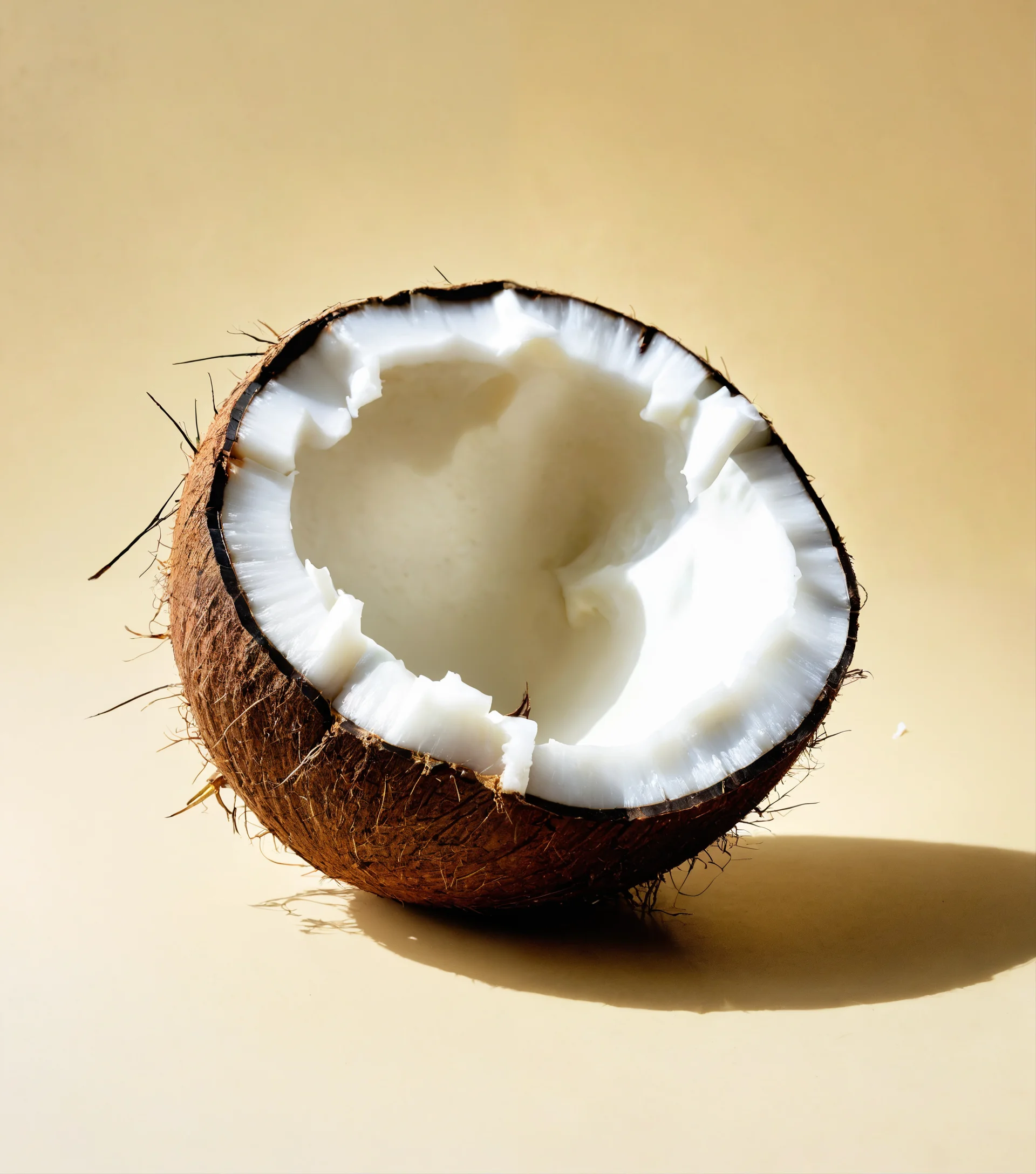 Lexica - An intact circular coconut, with a milky background and ...