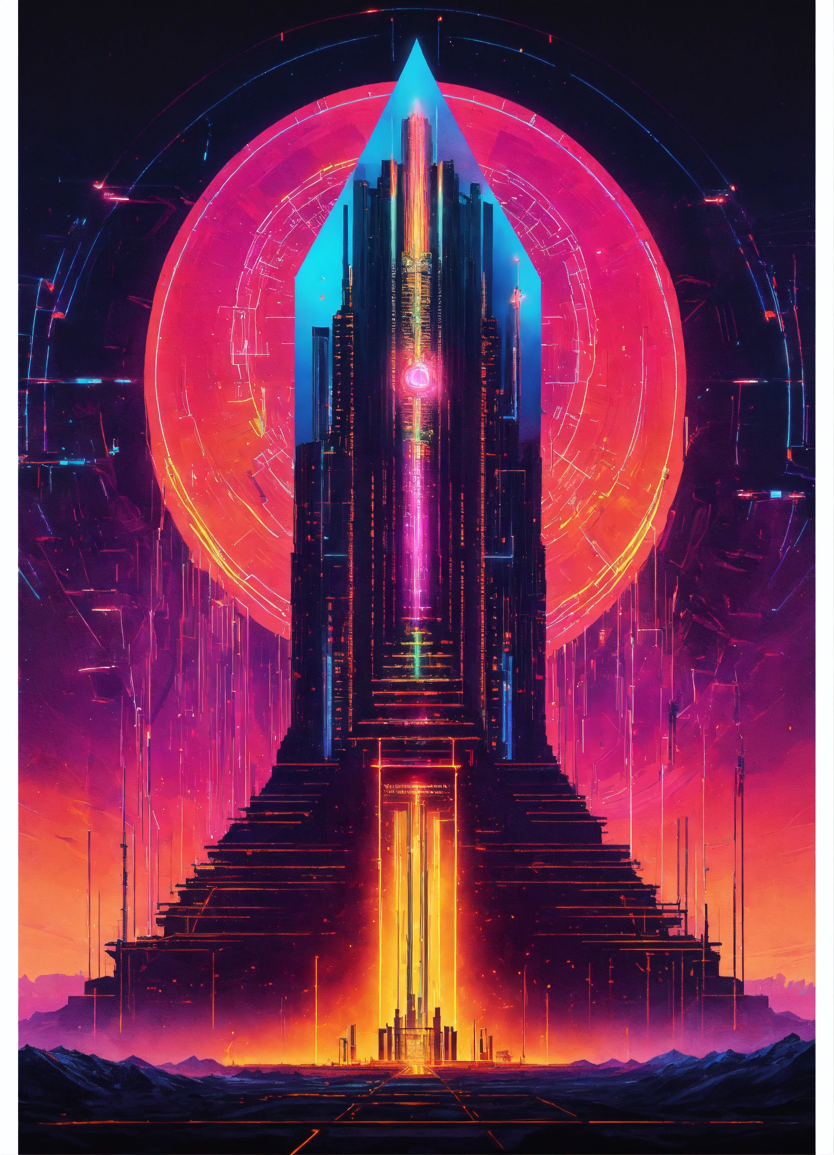 Lexica - Dark alien Futuristic Tower of Sauron fortress with digital ...