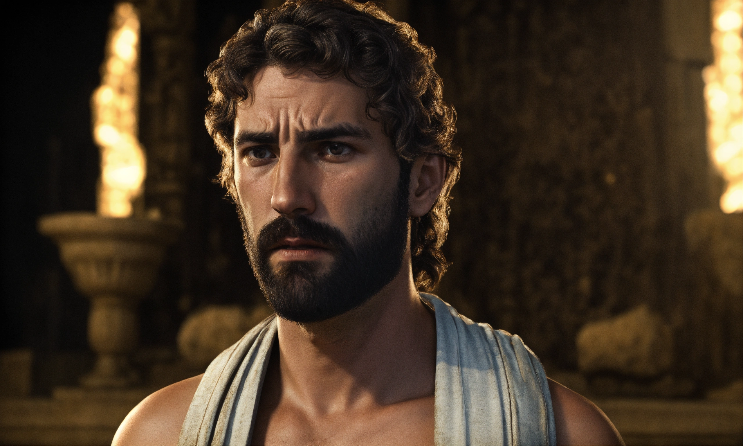 Lexica - Sad greek man, facing front, dark background, ancient greece ...
