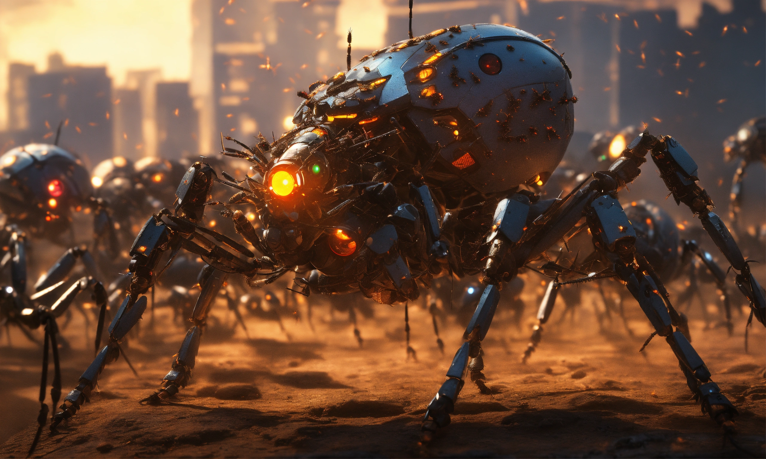 Lexica - Swarms of large evil ant faced robots with armored spider like ...