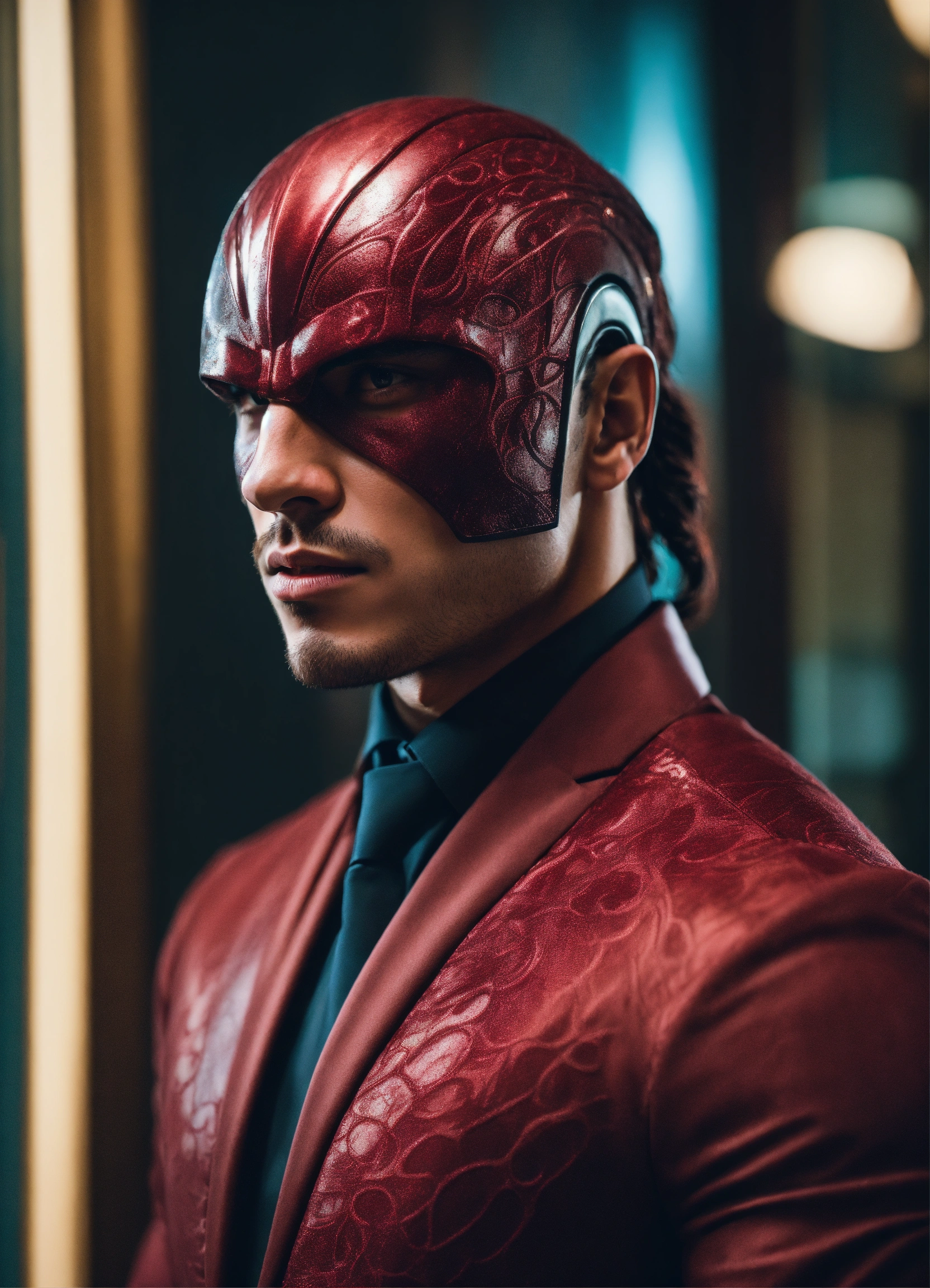 Lexica - Handsome human-looking alien male. With red skin. Arab ...