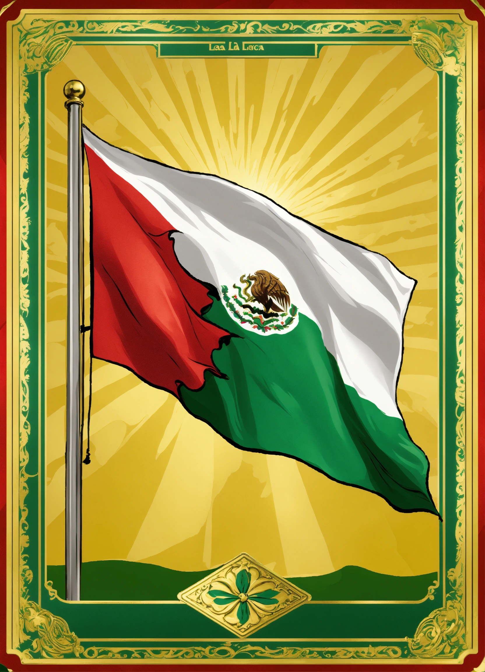 Lexica - A green, white and red flag, based on the card "la bandera" of ...