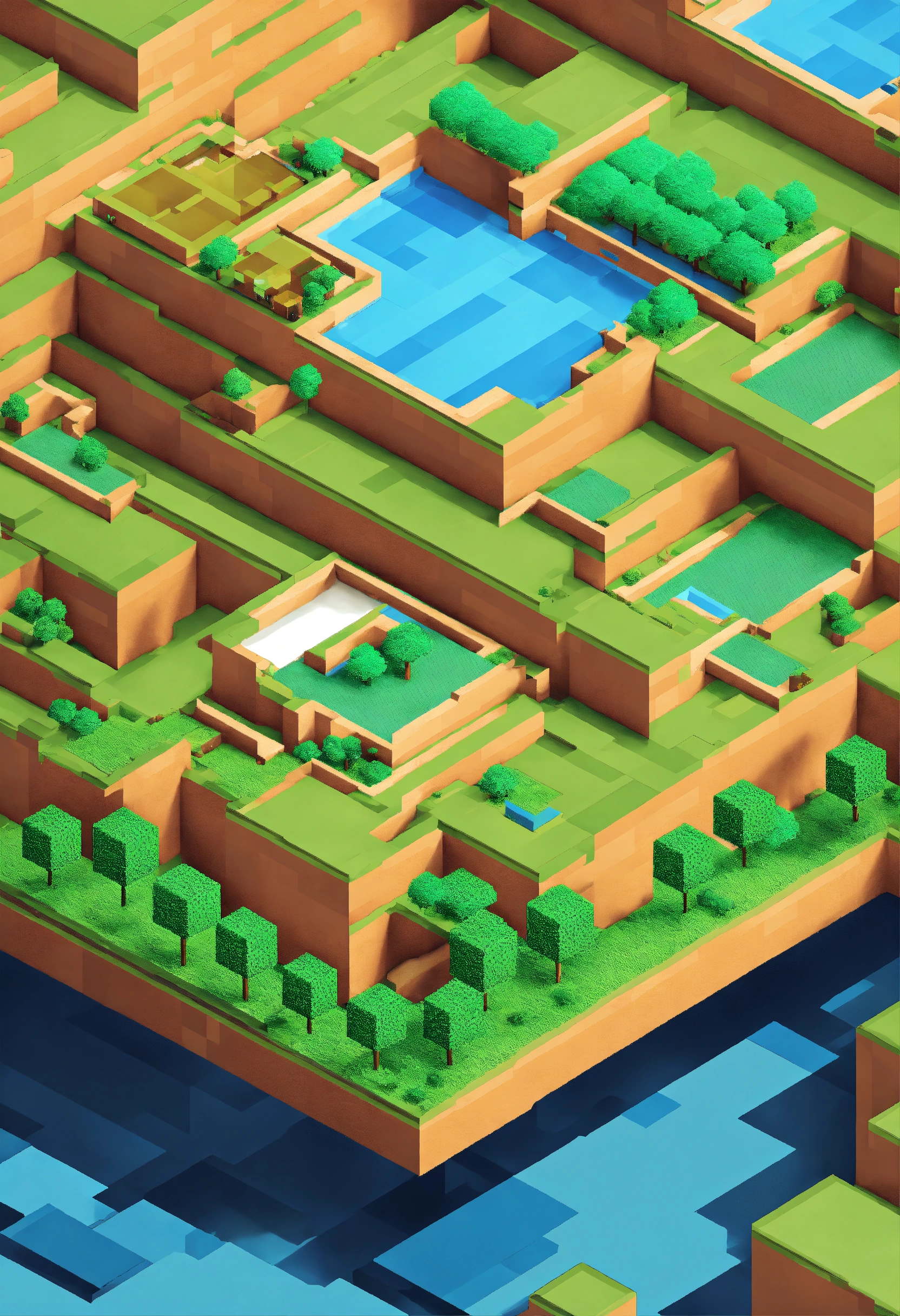 Lexica - Simple blocky pixel 2d isometric flat empty plain landscape ...