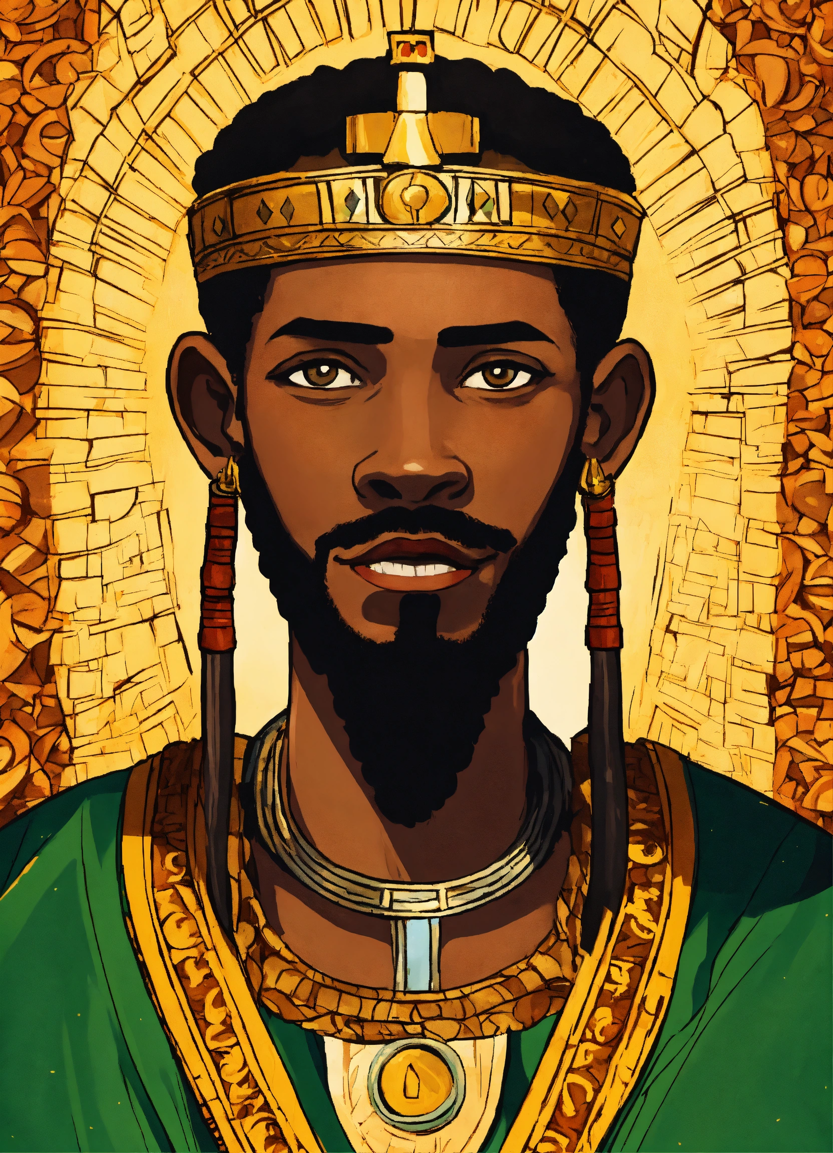 Lexica - King Tirhakah of Ethiopia from the bible, 2d cartoon, face closeup
