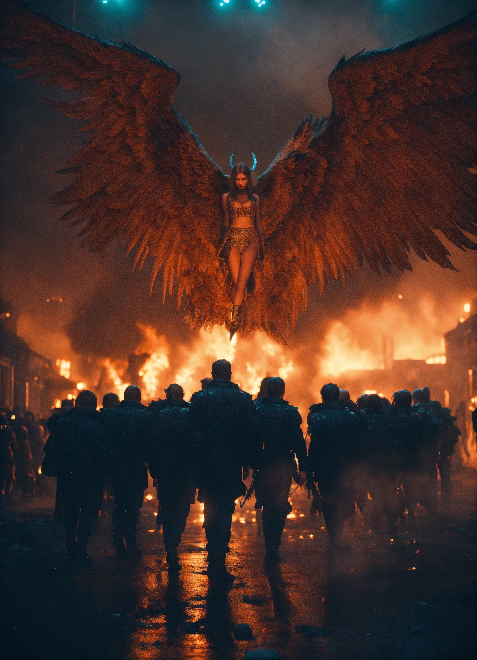Lexica - Big group of bad angels, dark scene, cinematic, 8k, bluer.