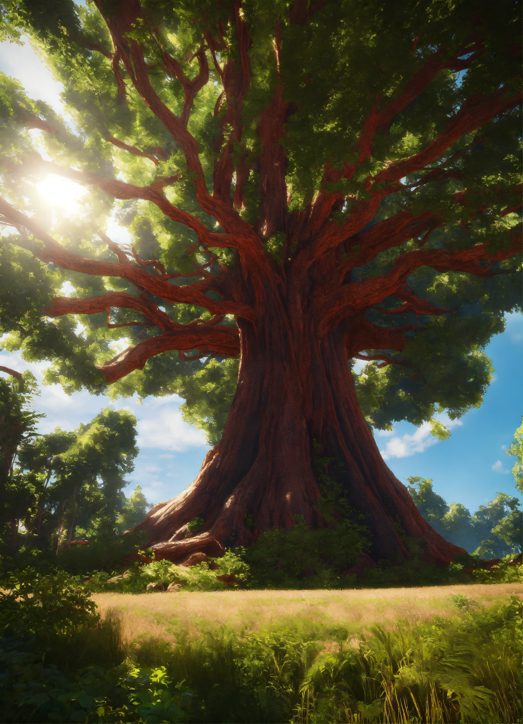 Lexica - Large open field, colossal individual redwood tree of essence ...