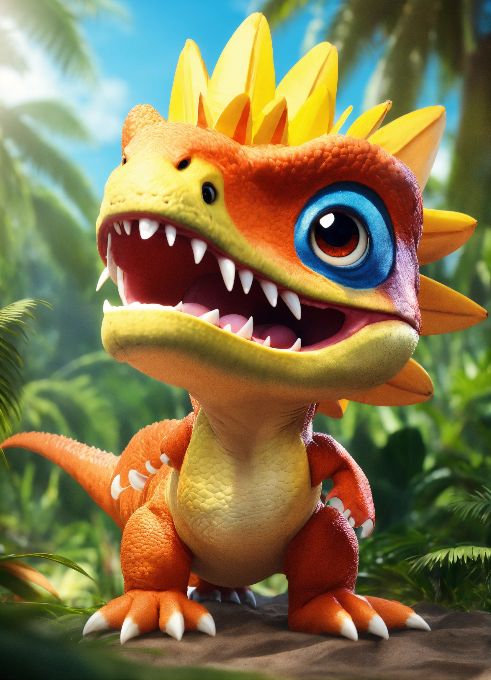 Lexica - An adorable and fluffy baby t-rex dinosaur with big color eyes ...