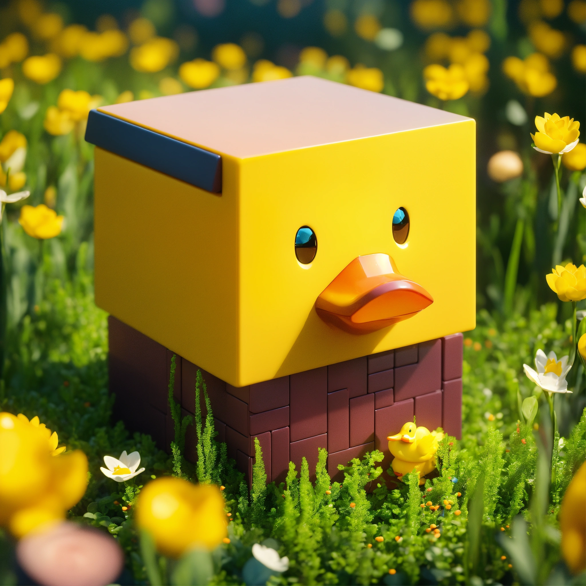 Lexica - A cute yellow cube duck in a cube world, unreal engine render 8k