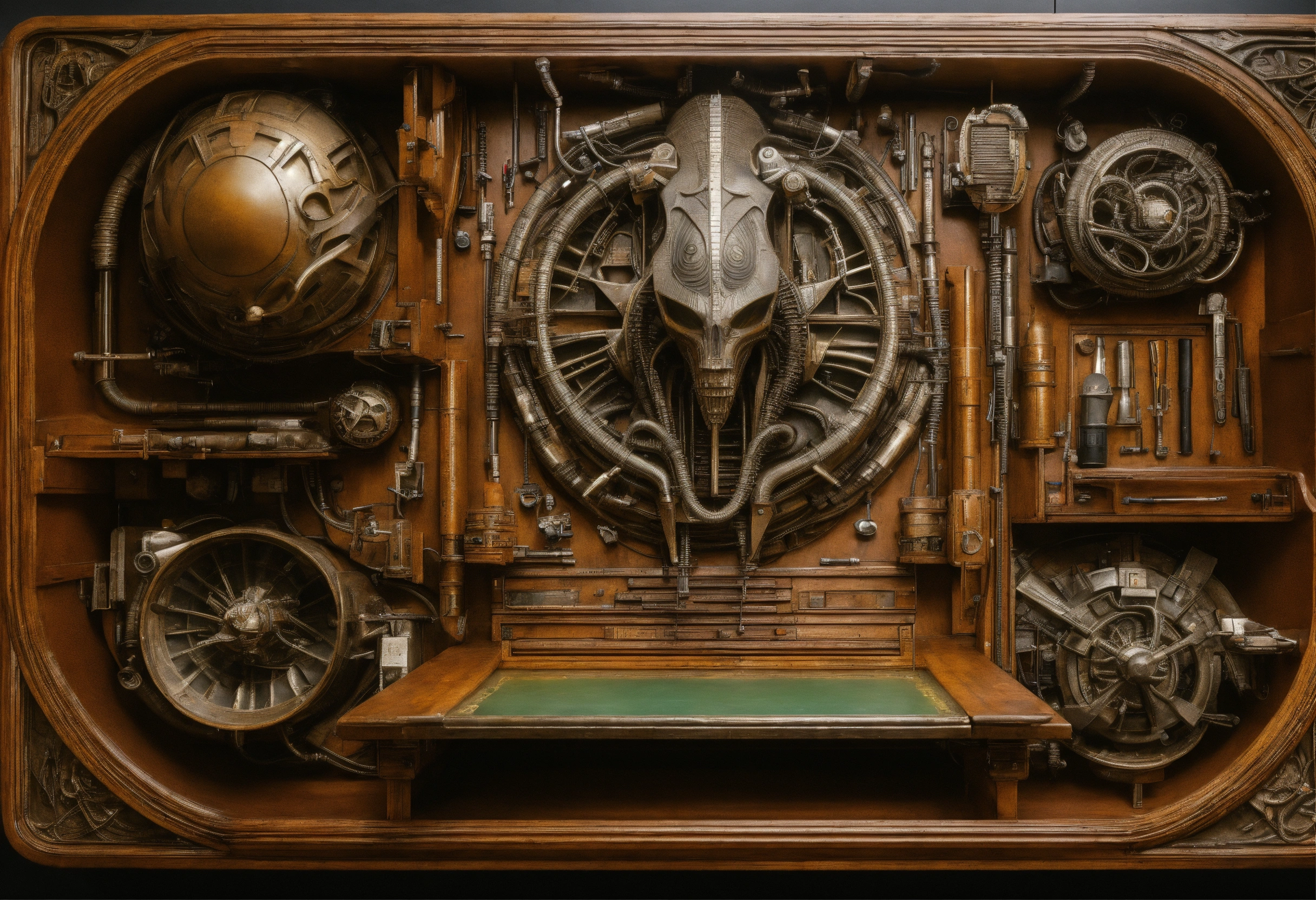 Lexica - Top view worktable desk H.R Giger style