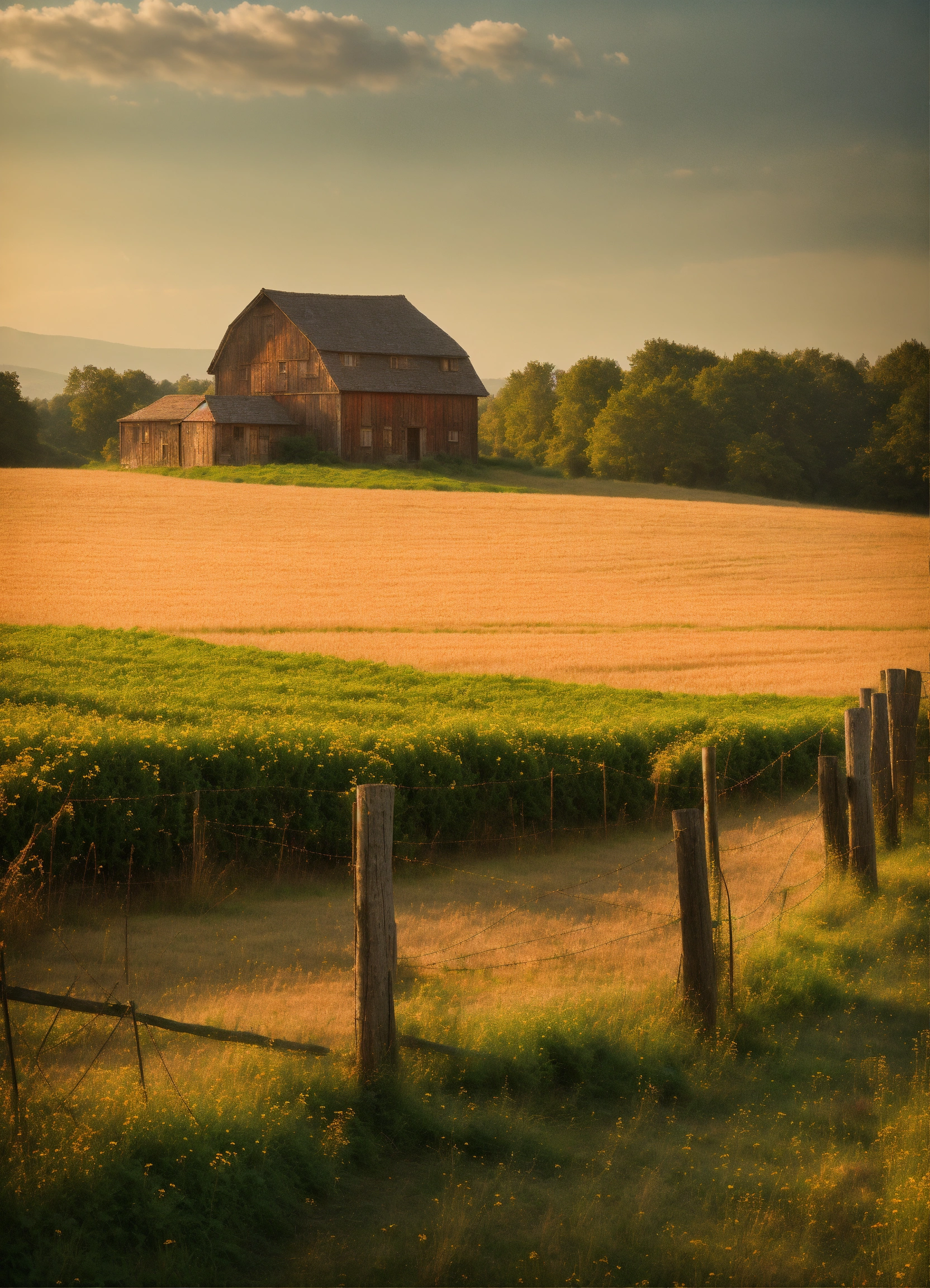 Lexica - HD Vintage Field Landscape, an enchanting scene captured in ...