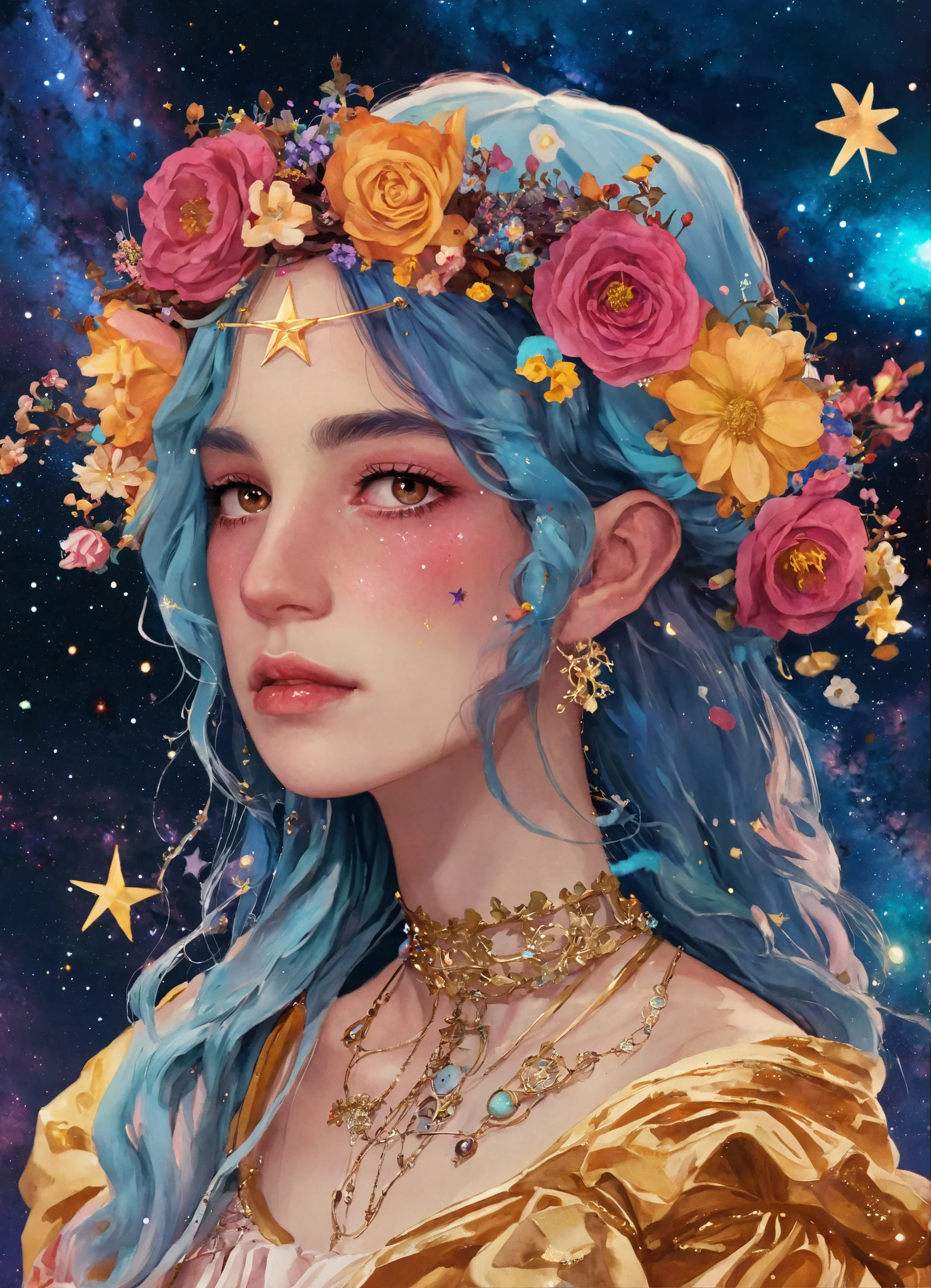 Lexica - The star sign of libra personified as a person, flower crown ...