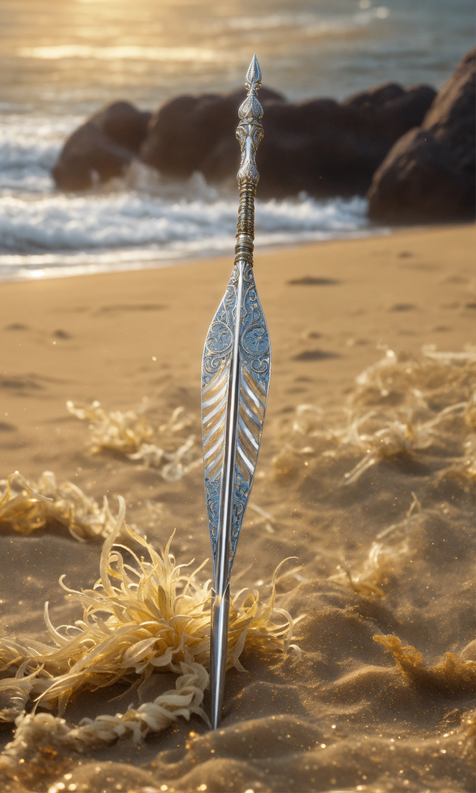 Lexica - 8k, picture of a narrow and delicate toothed spear with sharp ...