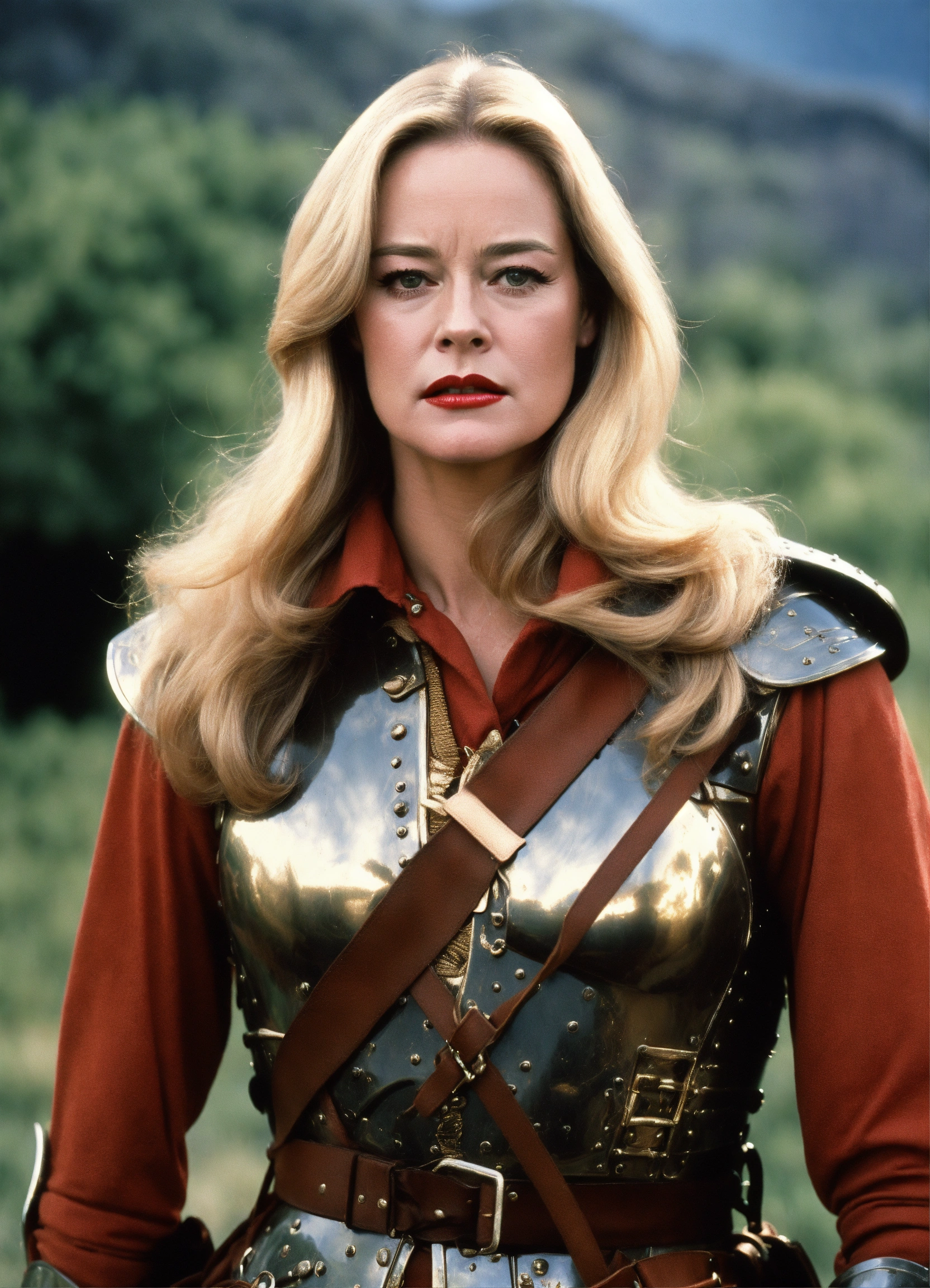 Lexica - Photo quality portrait of Cybill Shepherd as ranger in knight ...