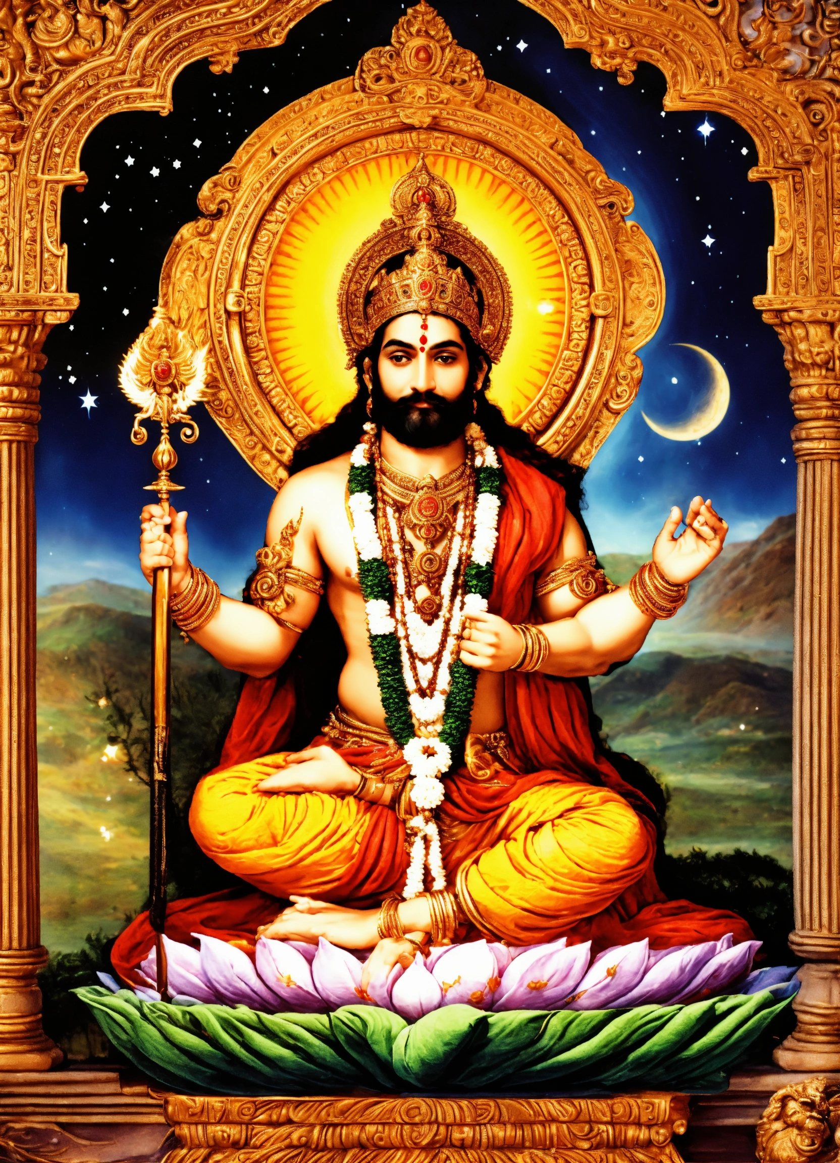 Lexica - Generate an image of lord Jupiter according to Vedic astrology