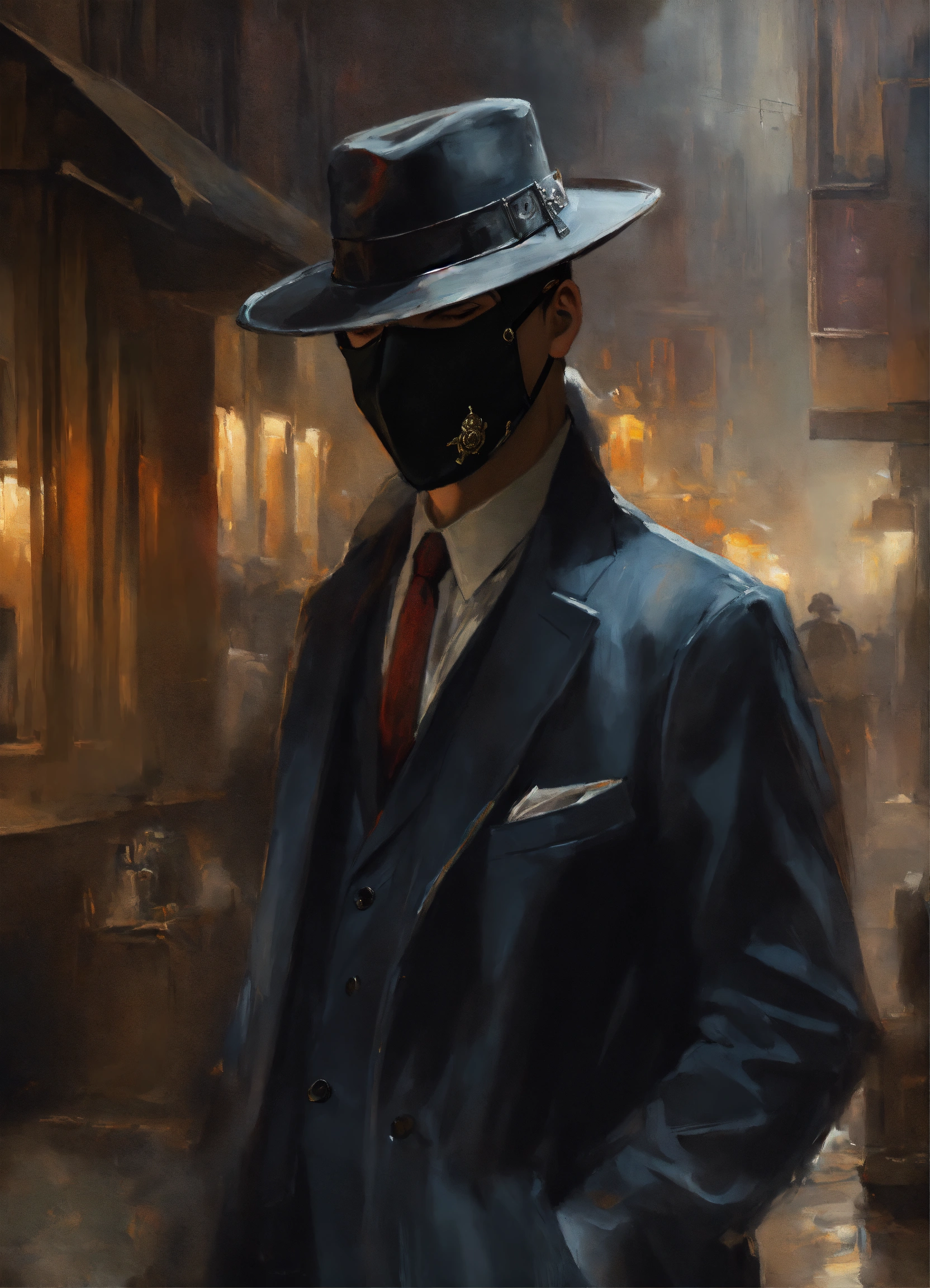 Lexica - Mysterious man hiding behind a plague mask, mafia, mafia hat ...