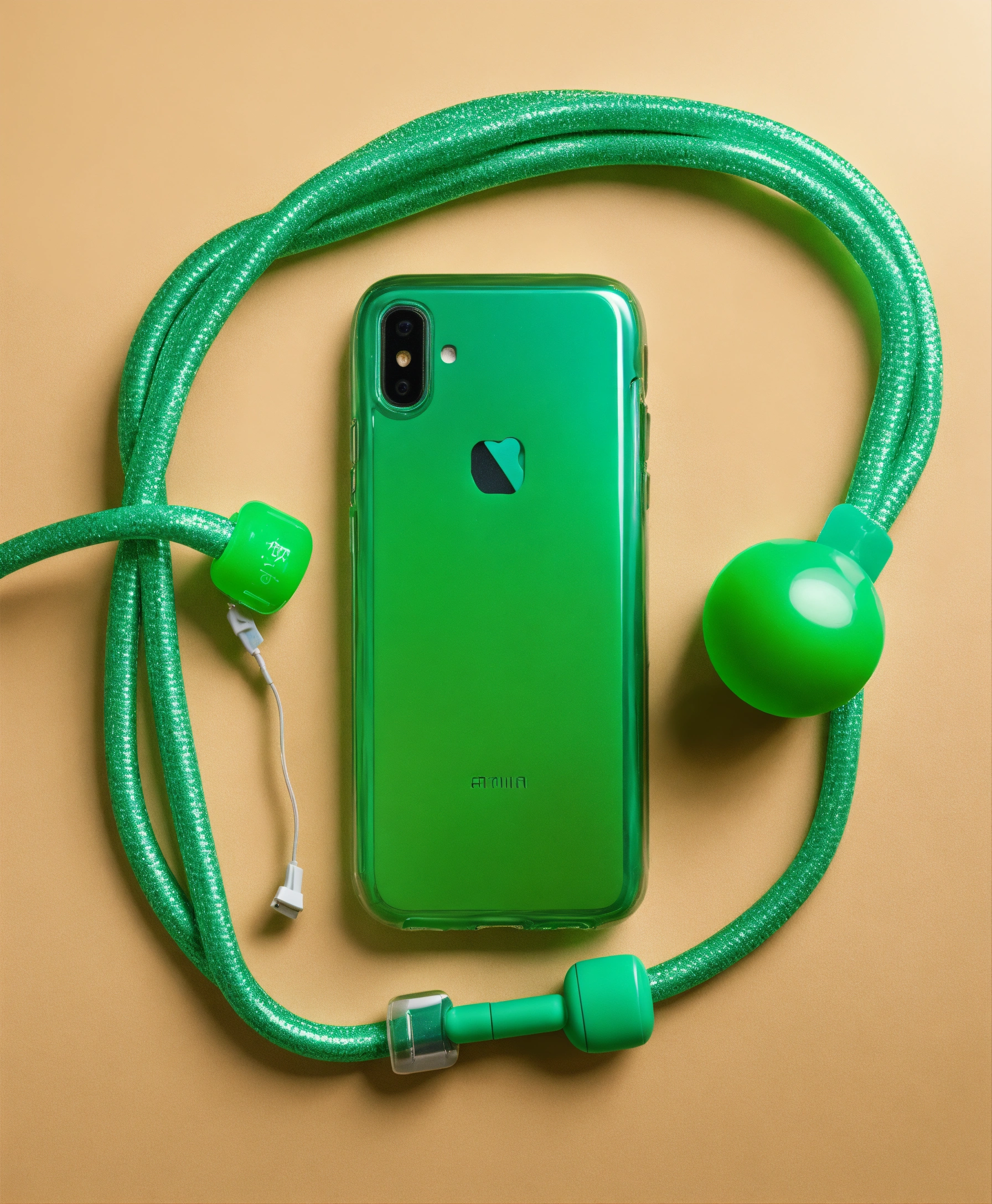 Lexica - Floating secured green bungee cords in knot wrapped around ...