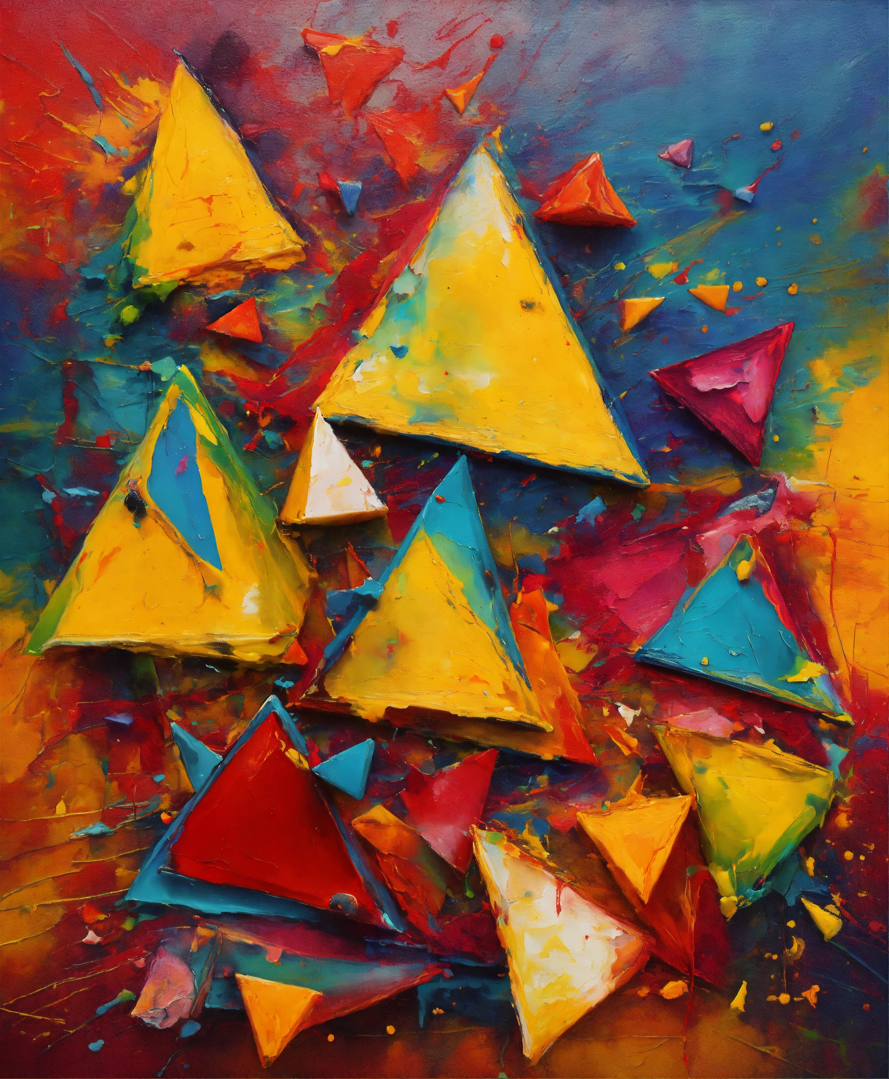 Lexica - Abstract triangles colorful with ragged edges perspective oil ...