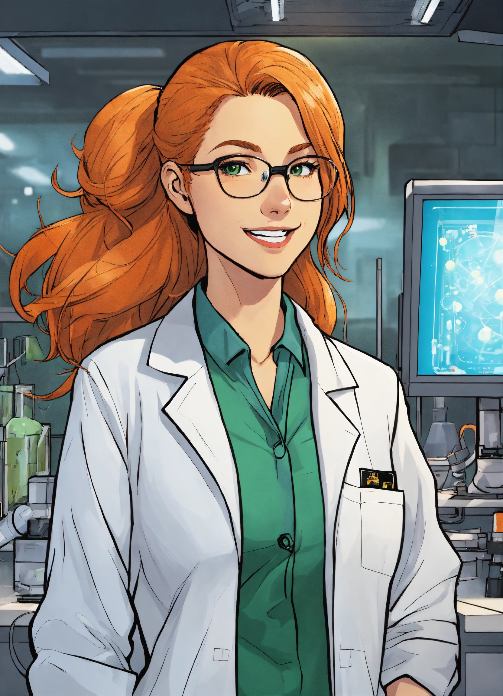 Lexica - Full body of a young female scientist in her 20s with green ...