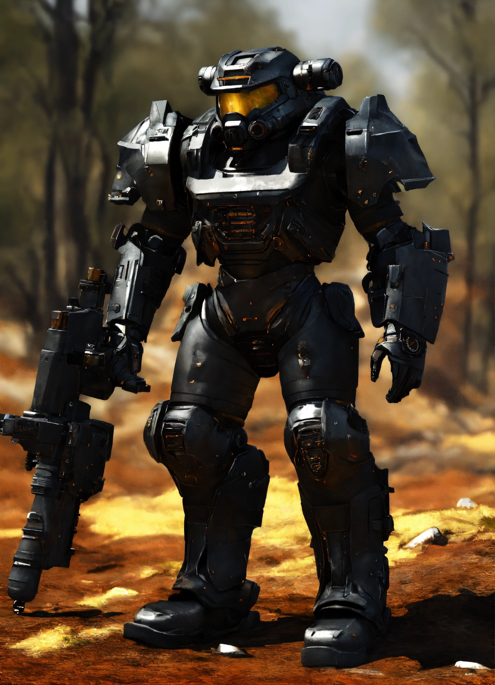 Lexica - Black thin power armor, realistic.