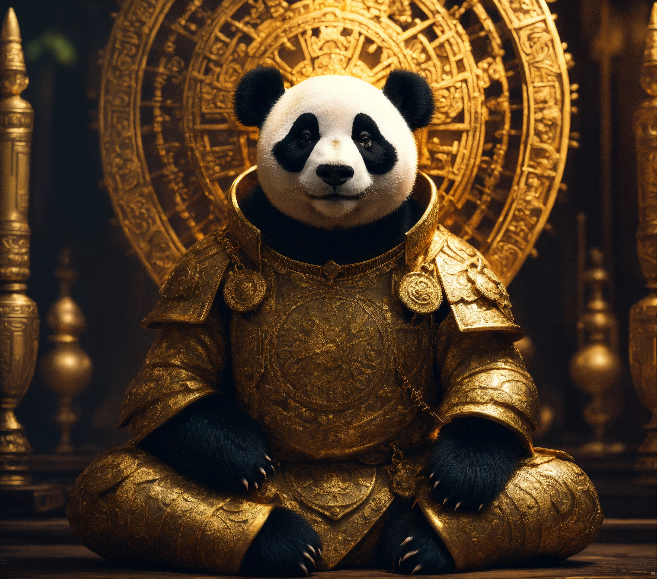 Lexica - Epic professional digital art of tribal panda bear, radiant ...