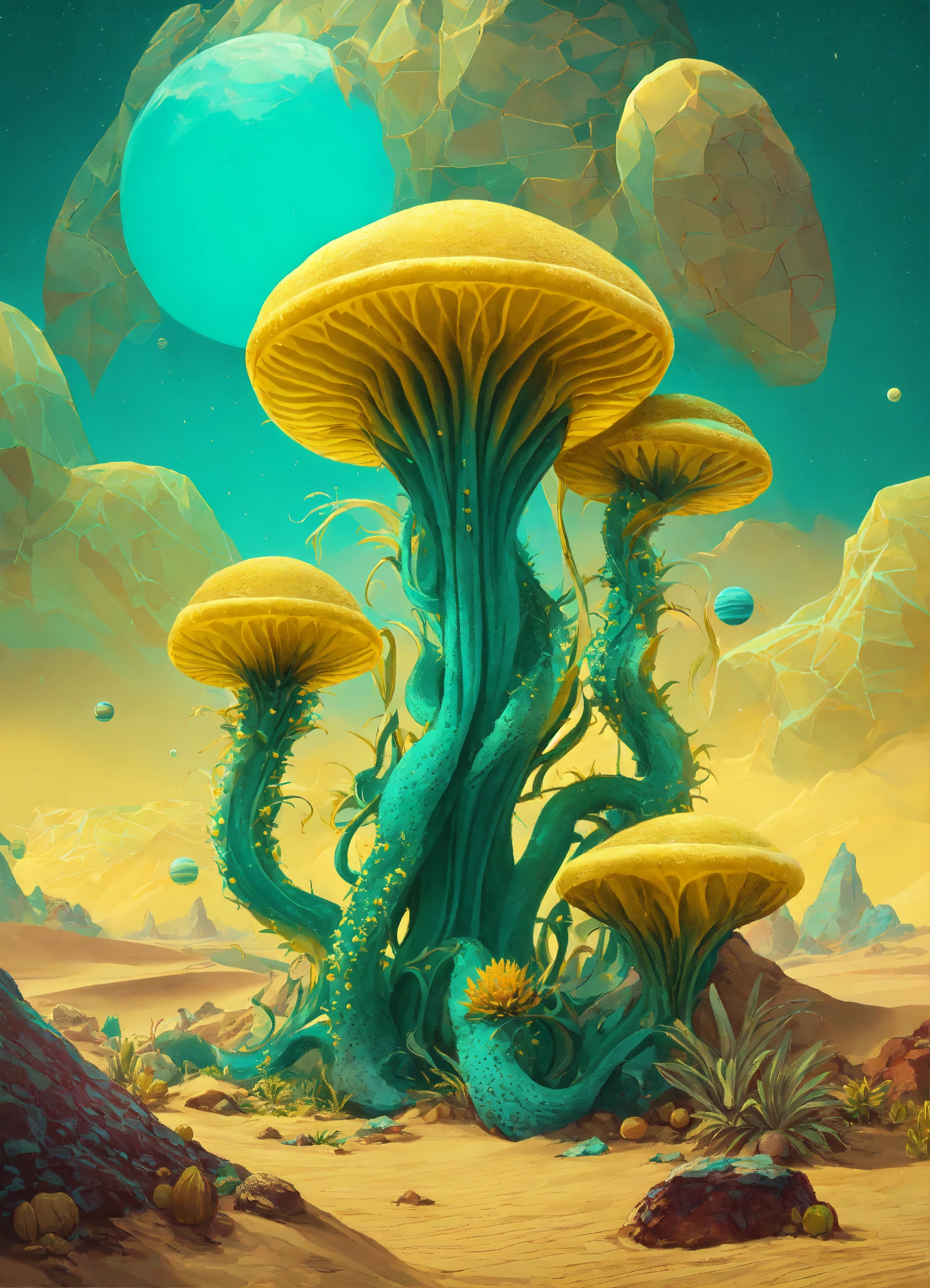 Lexica - Create a surreal desert with alien plants, the plants are ...
