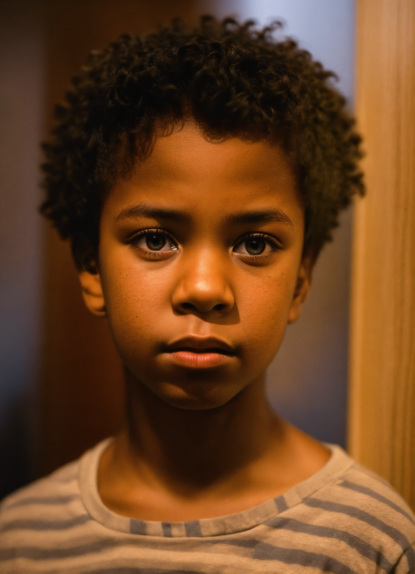 Lexica - Image of a sad young American, seven years old, black boy, in ...