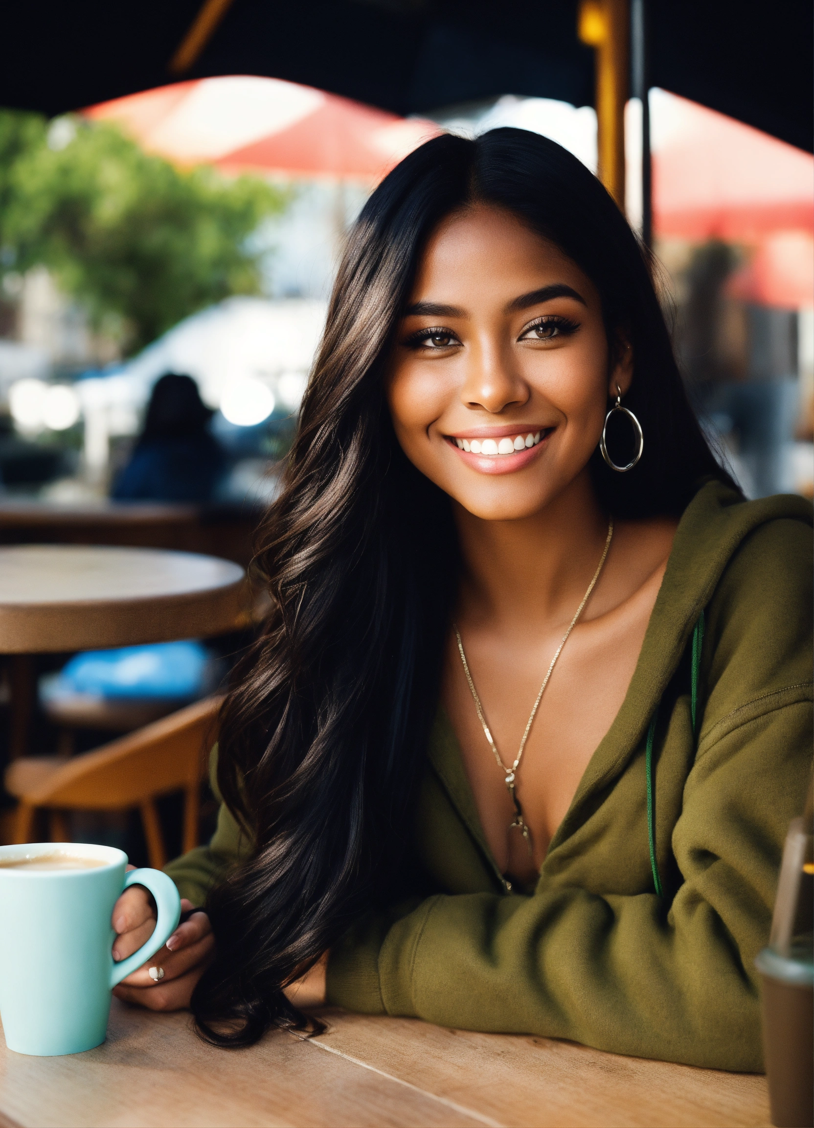Lexica - A digital image of a smiling beautiful brown skin woman age 20 ...
