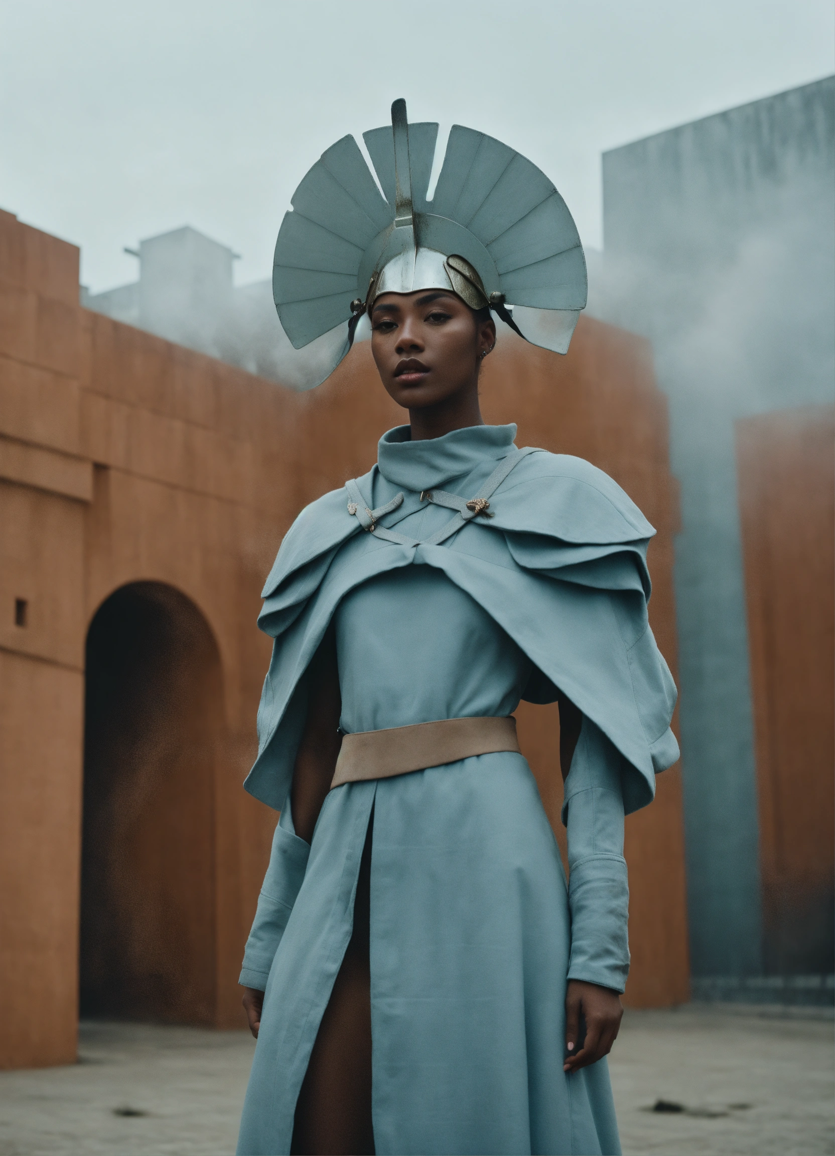 Lexica - Portrait of haute couture beautiful black woman fashion model with pale blue hair ...
