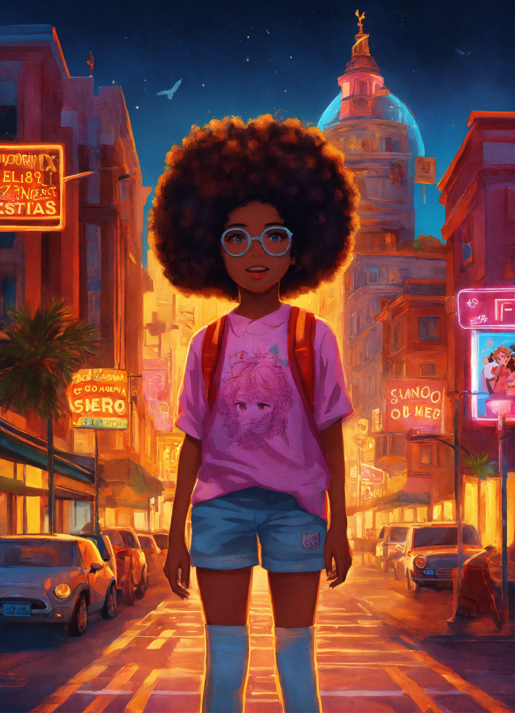 Lexica - Ilustración de cinco colegiales de 12 años, niña afro de 9 ...