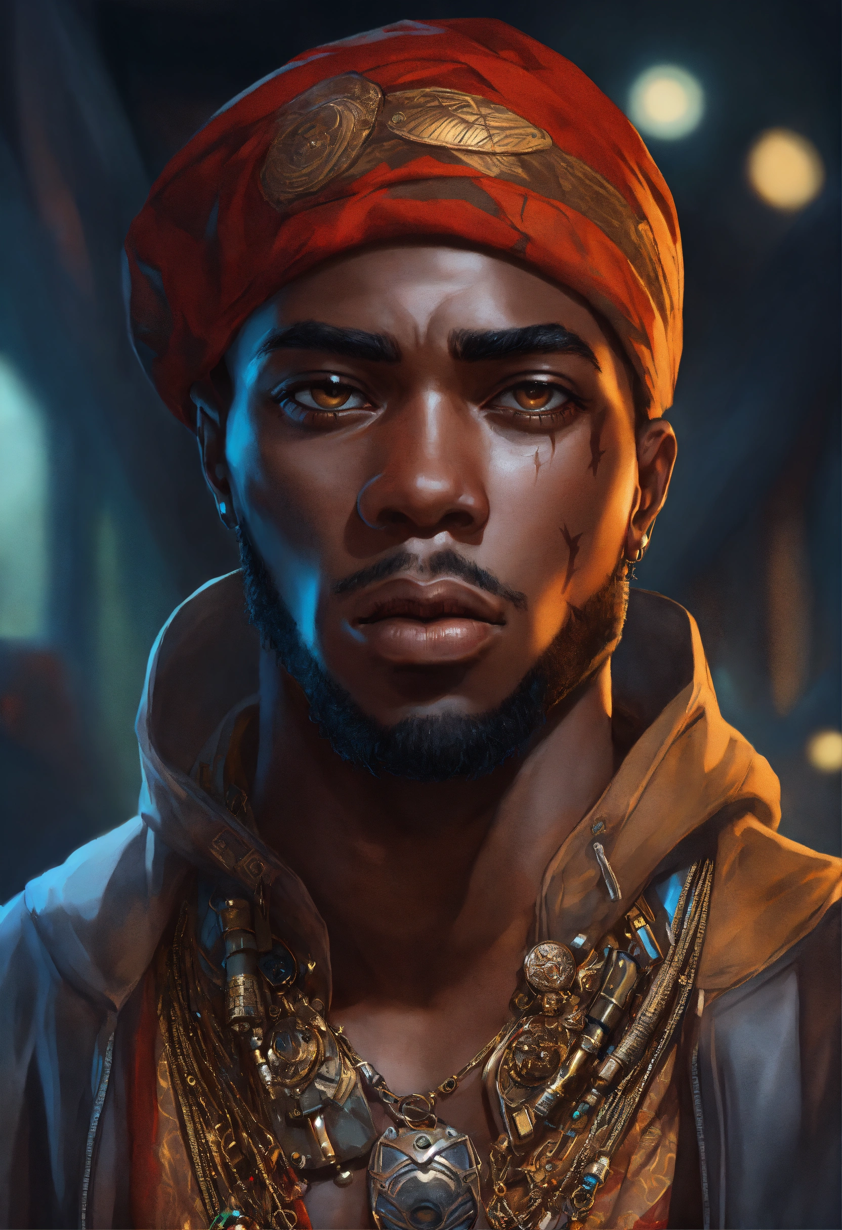 Lexica - African male thief, with scar across the face, scary looking ...