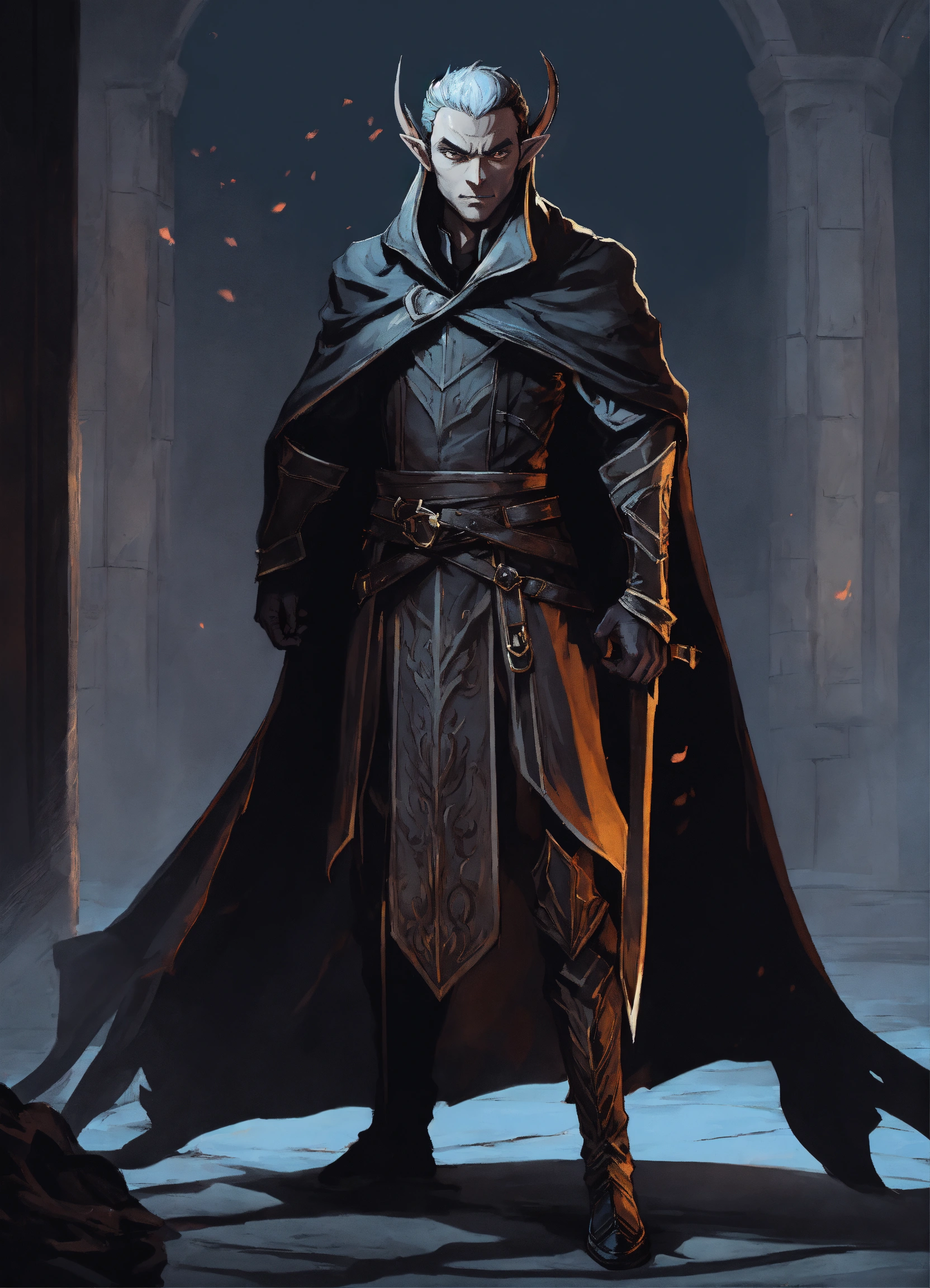 Lexica - A menacing, Shadow Elf with Gray Skin, narrow elfish ears ...