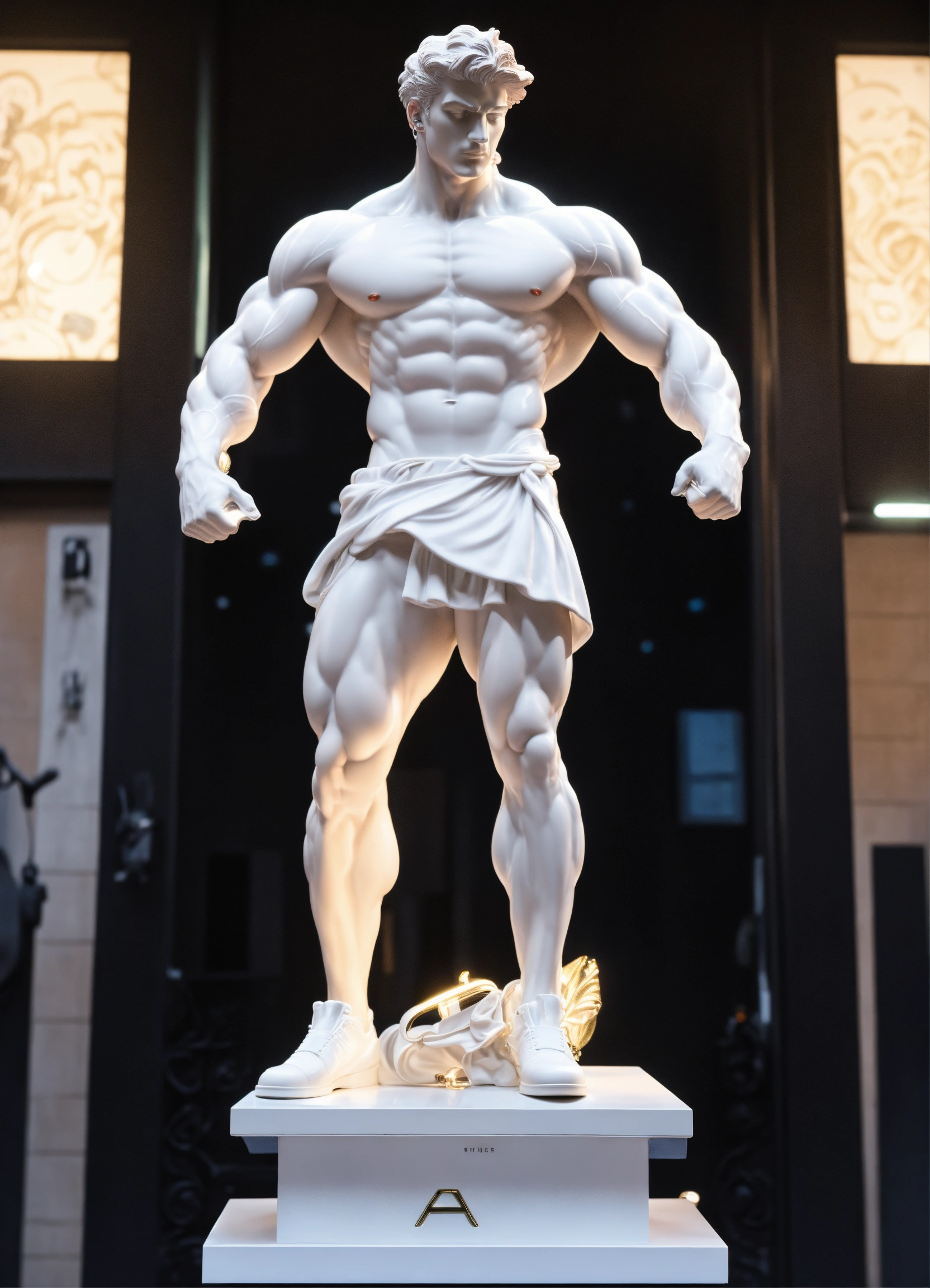 Lexica - A Statue from a muscular Greek god Statue with a wavey middel ...