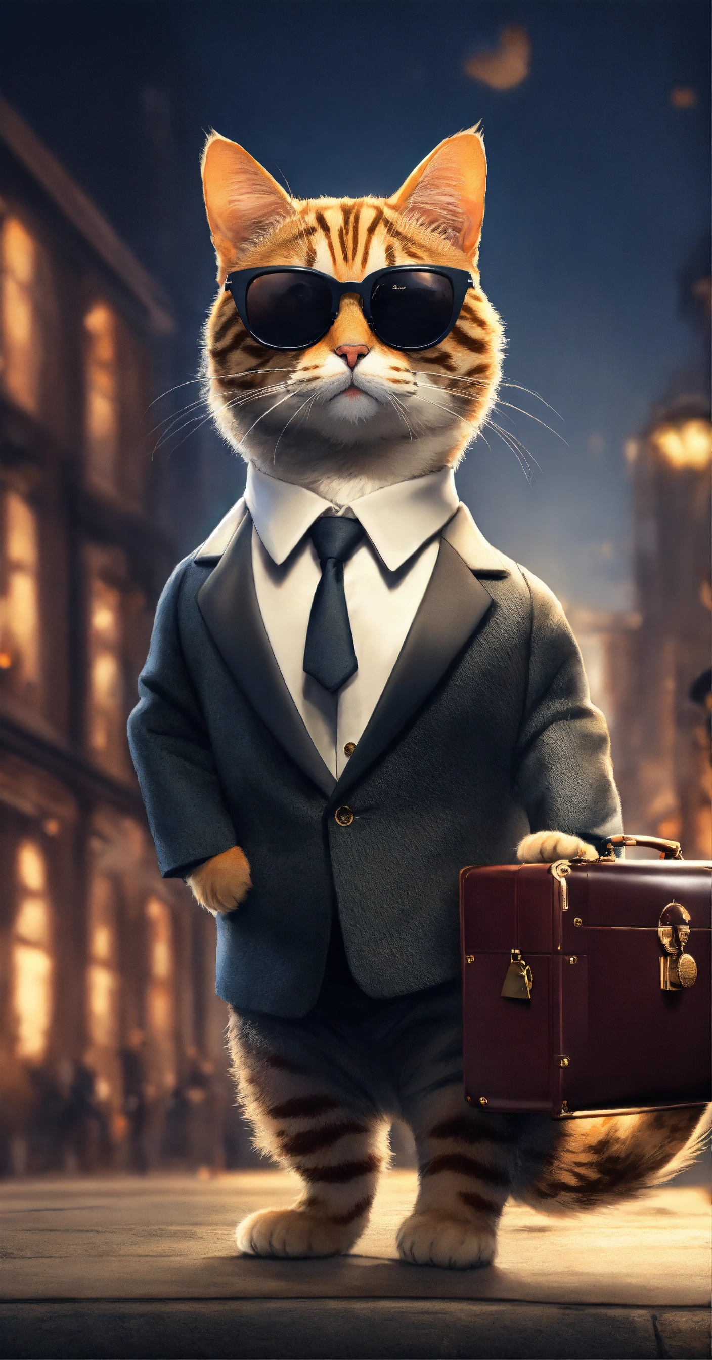Lexica - Generate an image of a cat a spy mission as a secret agent ...