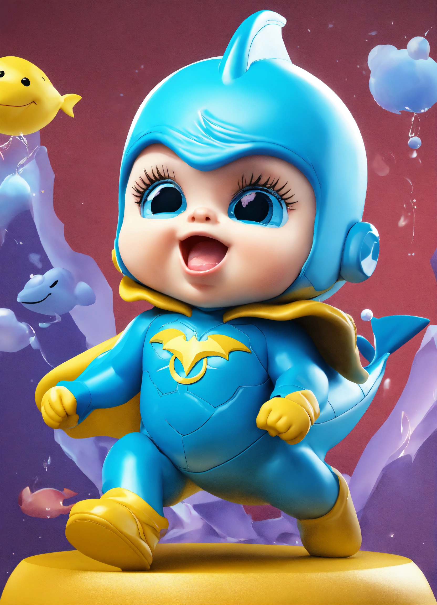 Lexica - Superhero, dolphin baby, cartoon, 3d, cute scream, icon, yrlow ...